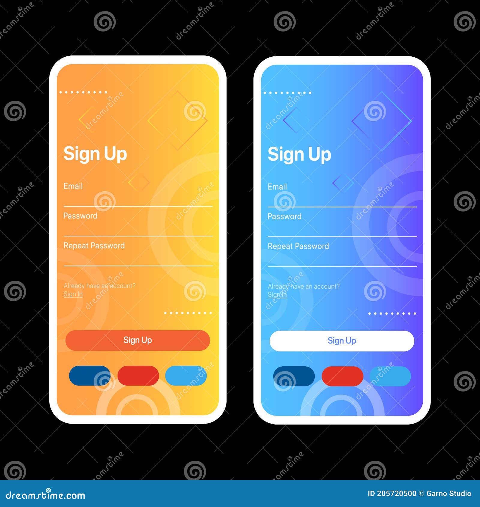 Sign Up UI Screen. Registration Form Interface in Mobile Application ...