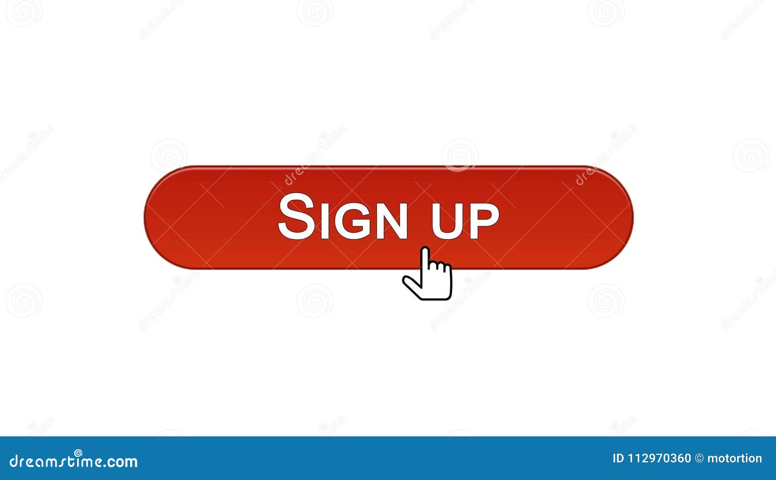 Sign Up Web Interface Button Clicked with Mouse Cursor, Wine Red Color ...