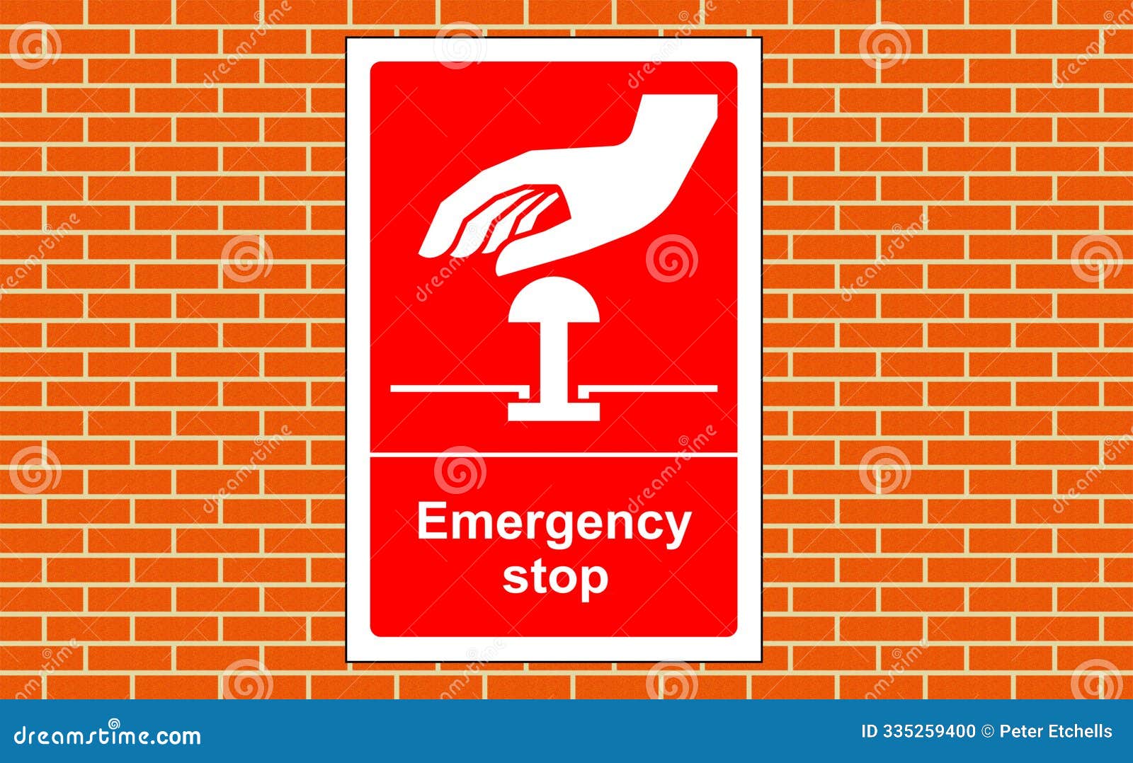 Emergency Stop Button Sign Right on a Wall Stock Illustration ... Emergency Stop Button Sign Right on a Wall Stock Illustration ...