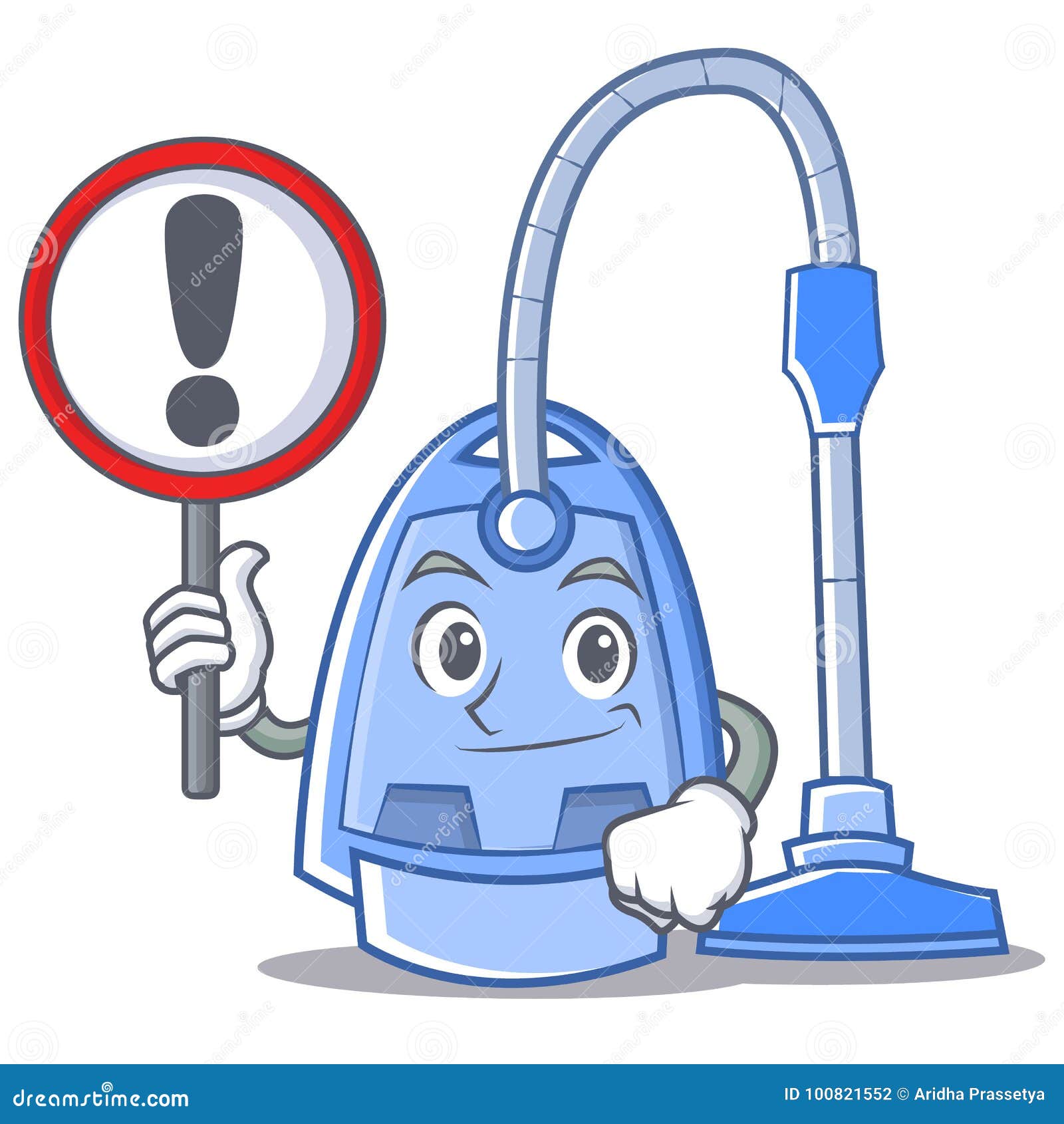 With Sign Vacuum Cleaner Character Cartoon Stock Vector Illustration