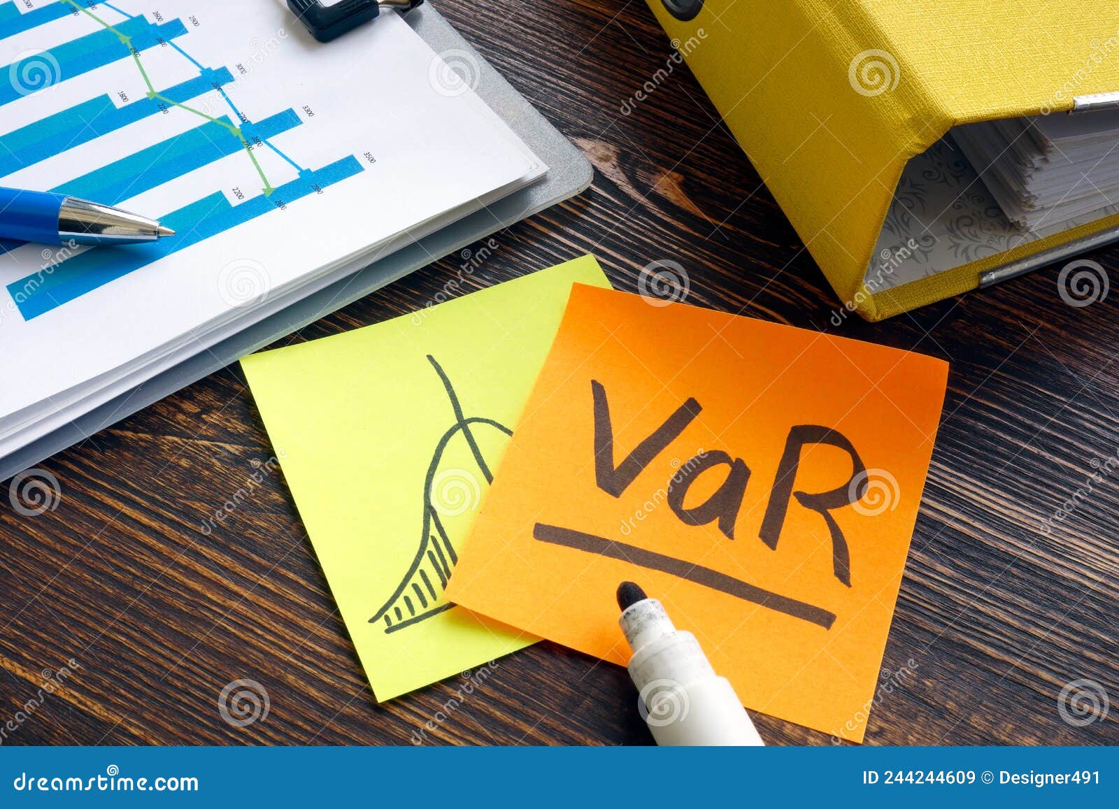 Sign VaR Value at Risk on the Sticker and Graph. Stock Image - Image of ...