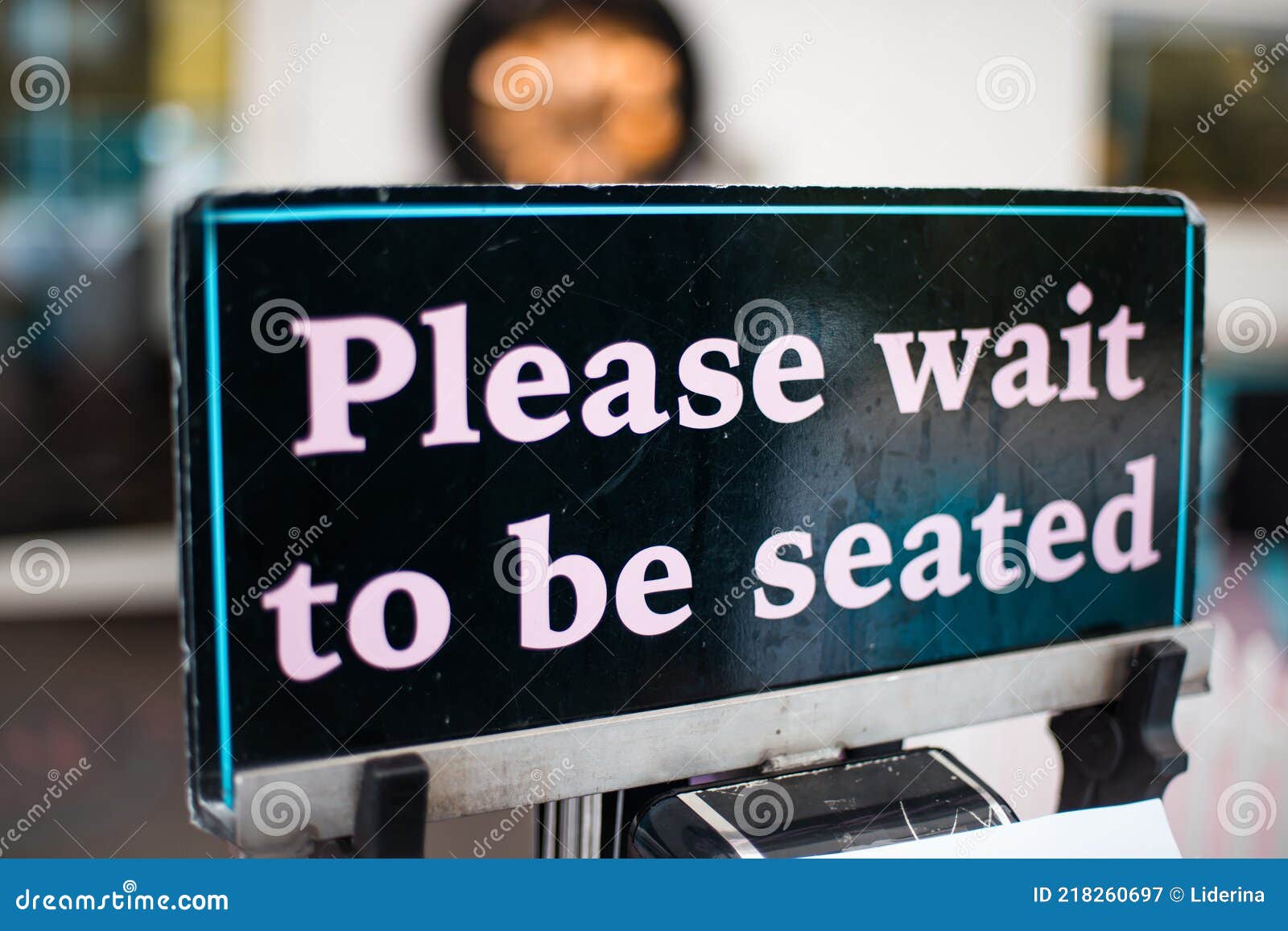 Sign Waiting in Line To Sit Stock Image - Image of wait, blackboard ...