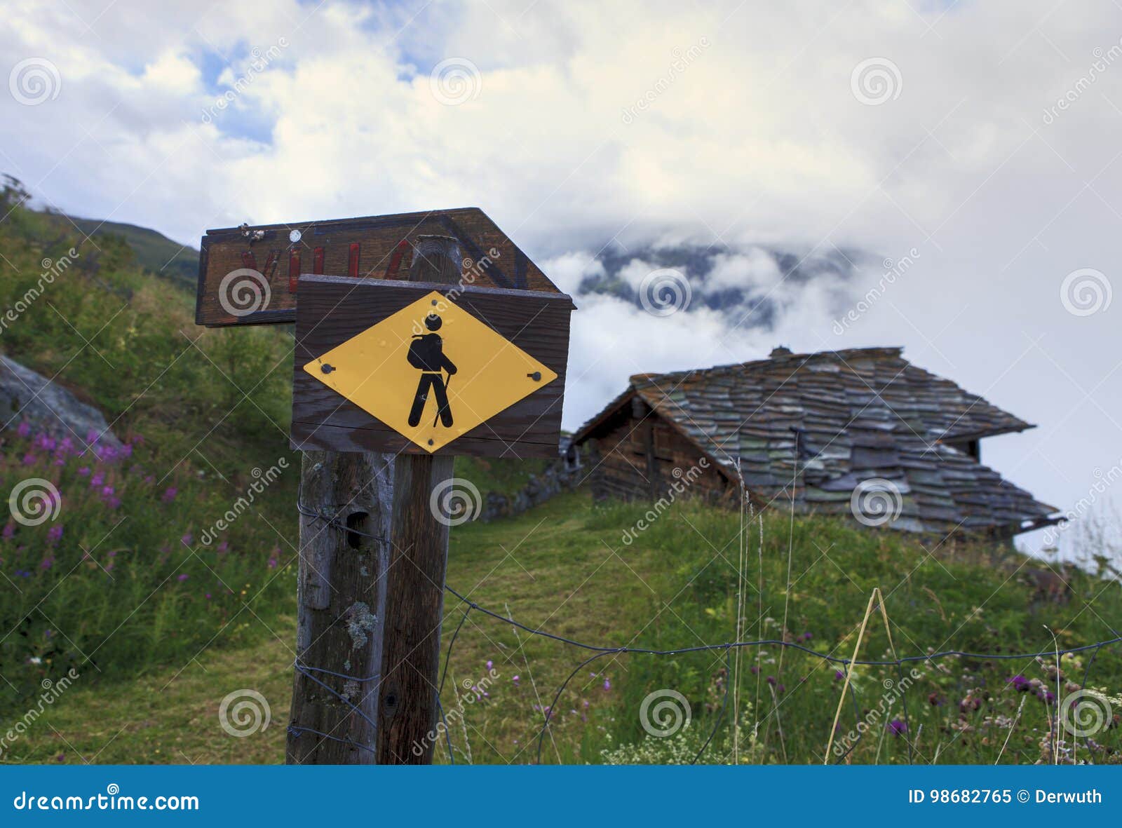 Sign for walkers stock image. Image of post, footpath - 98682765