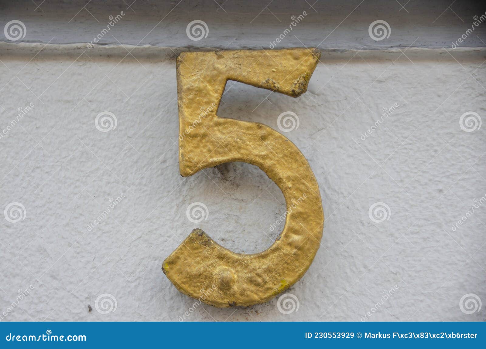A Wall with the Number Five Stock Image - Image of text, yellow: 230553929