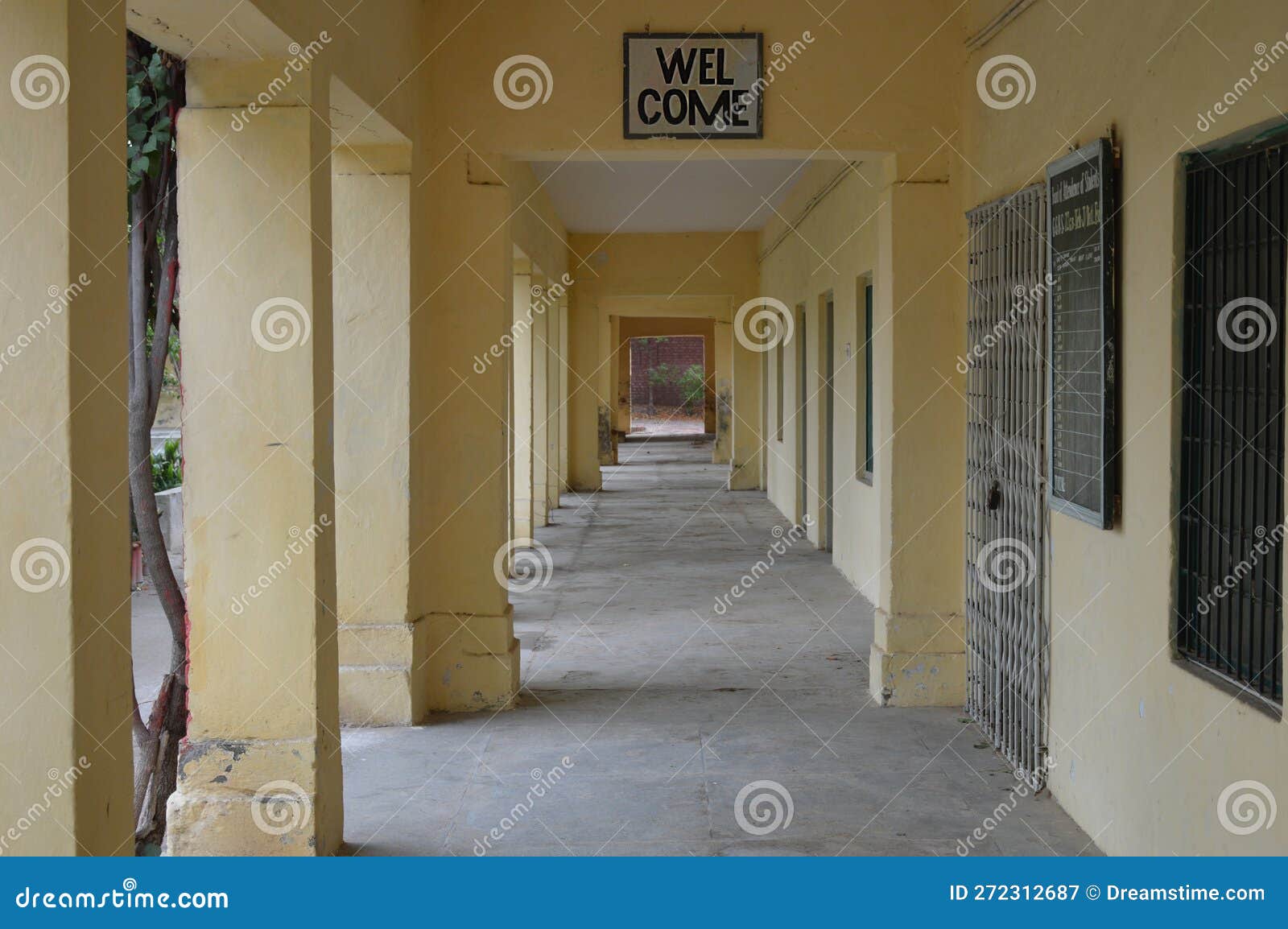 A Sign on the Wall Says Wel Come Stock Image - Image of hall, facade ...
