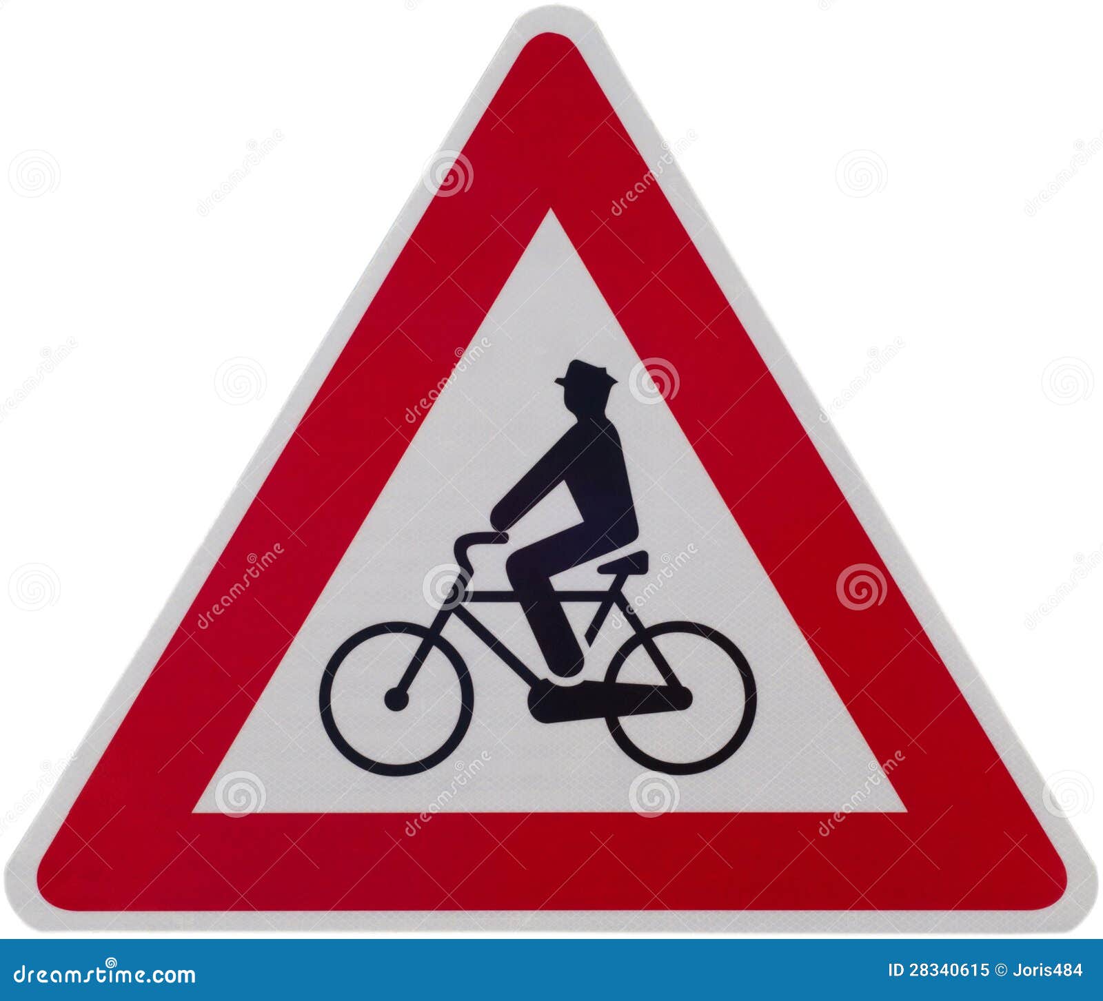 Sign Warning Bicycles Isolated on White Stock Image - Image of warning ...