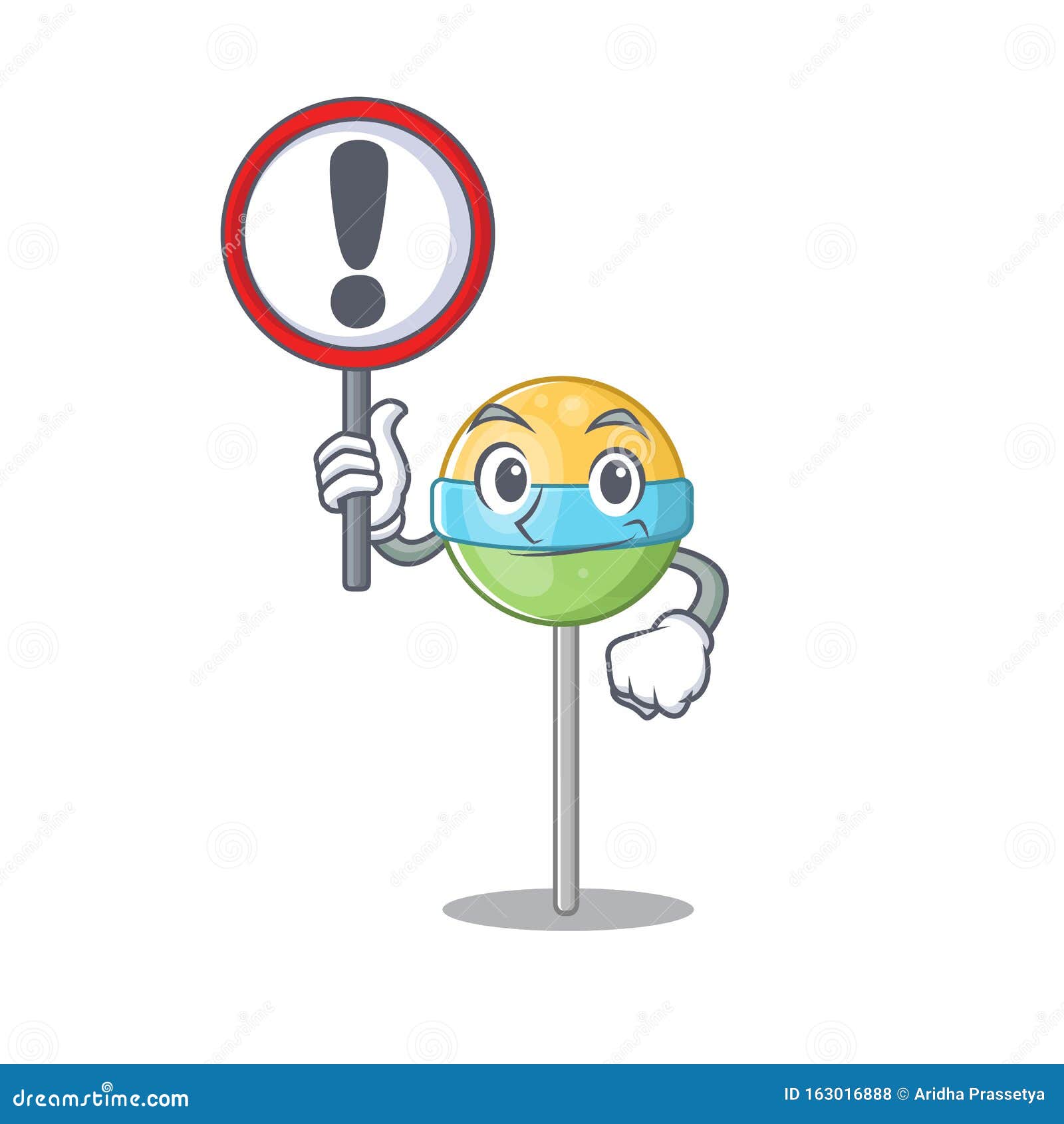 With Sign Warning Character Round Lollipop Cartoon Shape Stock Vector ...