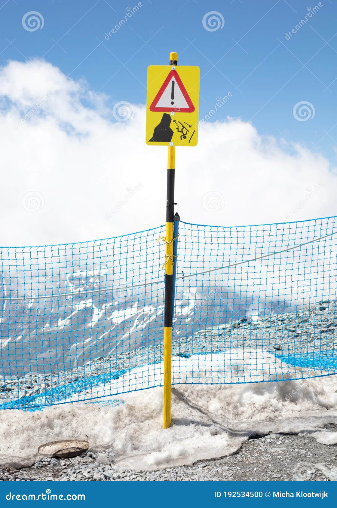 Sign Warning of the Danger of Falling from the Cliff Stock Photo ...