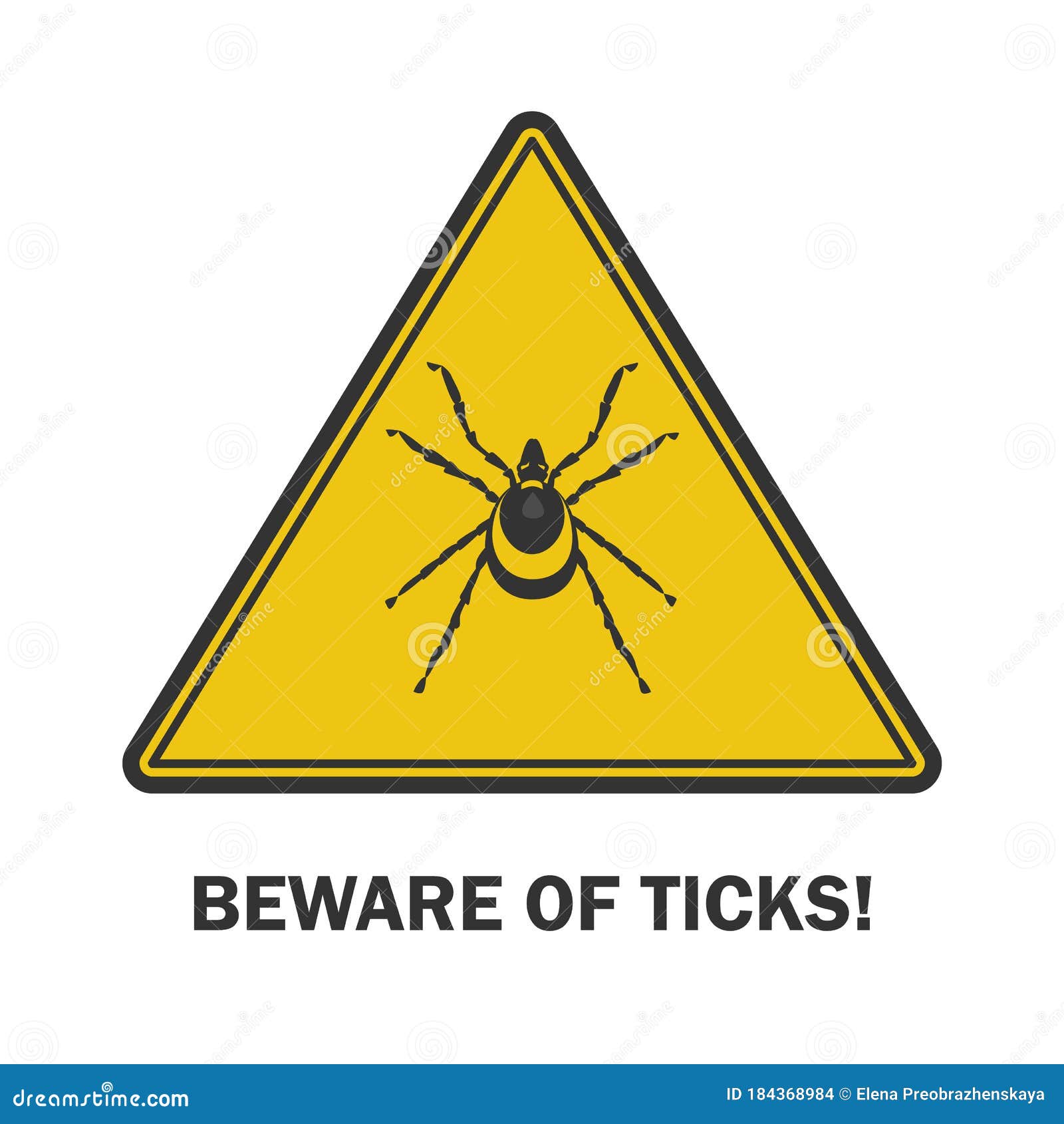 A Sign Warning of the Danger of Ticks. Disease-borne Parasites. Vector ...