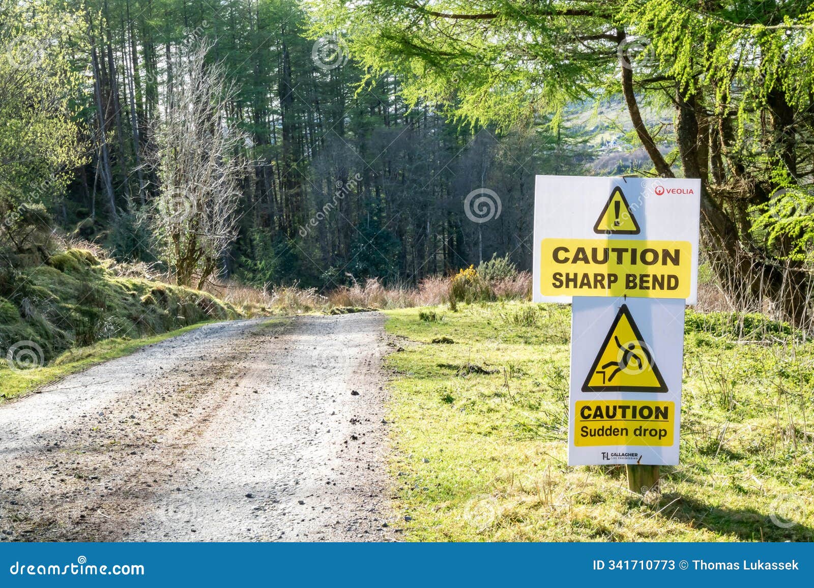 Sign Warning of a Dangerous Sharp Bend of the Road in Ireland Stock ...