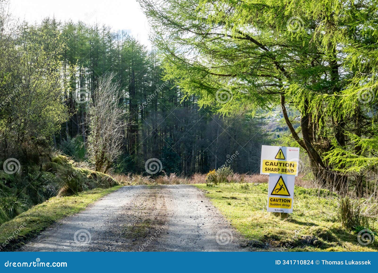 Sign Warning of a Dangerous Sharp Bend of the Road in Ireland Stock ...