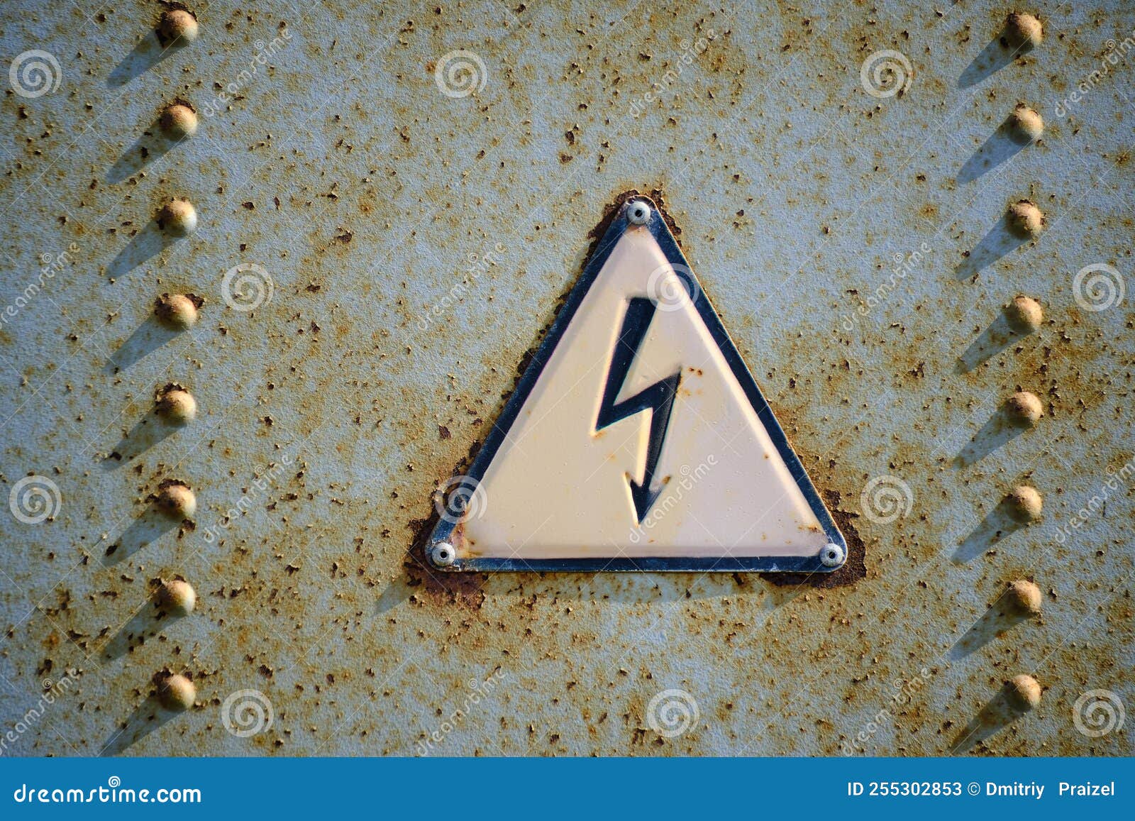 Sign with Warning High Voltage an Old Rusty Metal Surface Stock Image ...