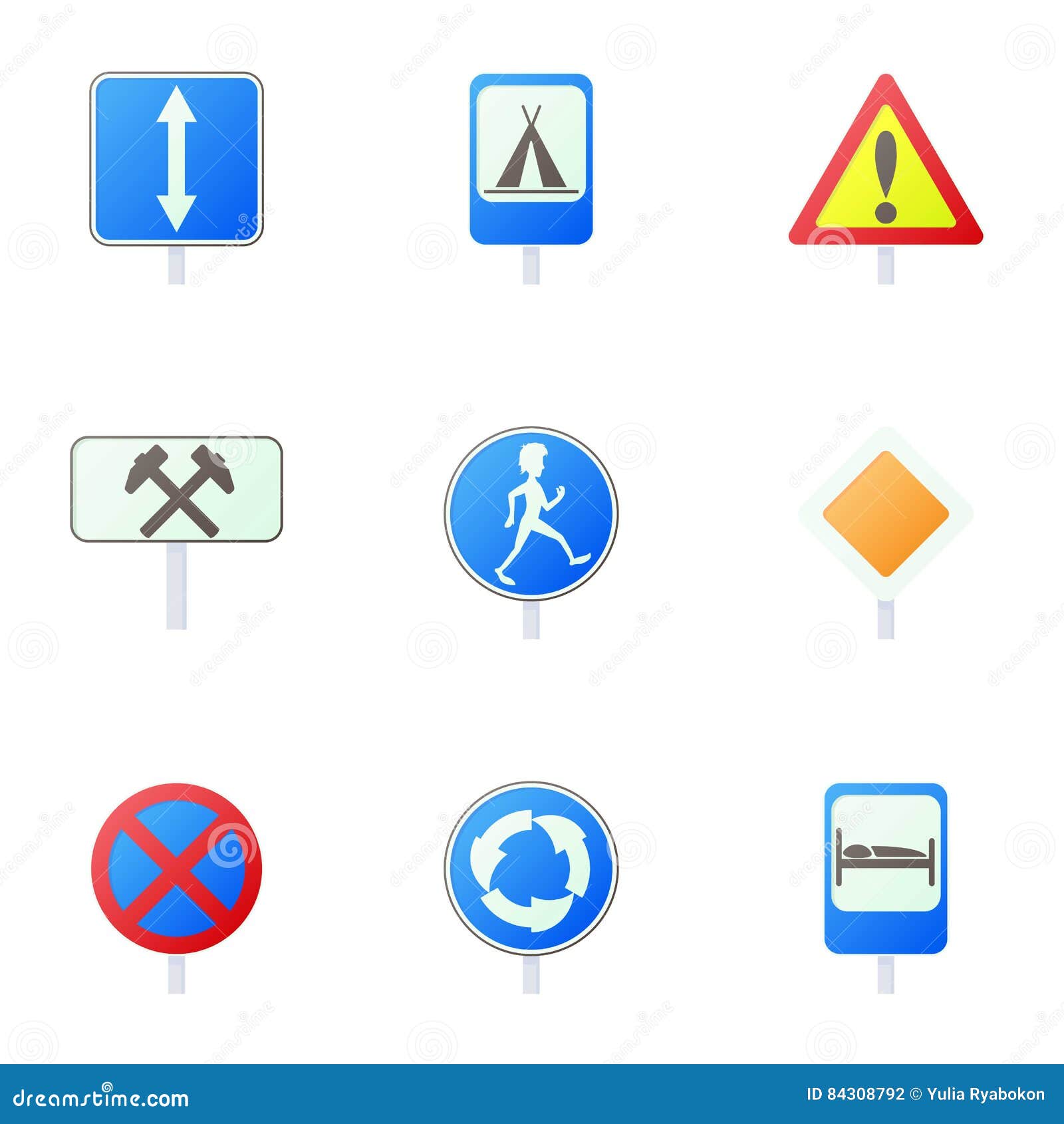 Sign Warning Icons Set, Cartoon Style Stock Vector - Illustration of ...