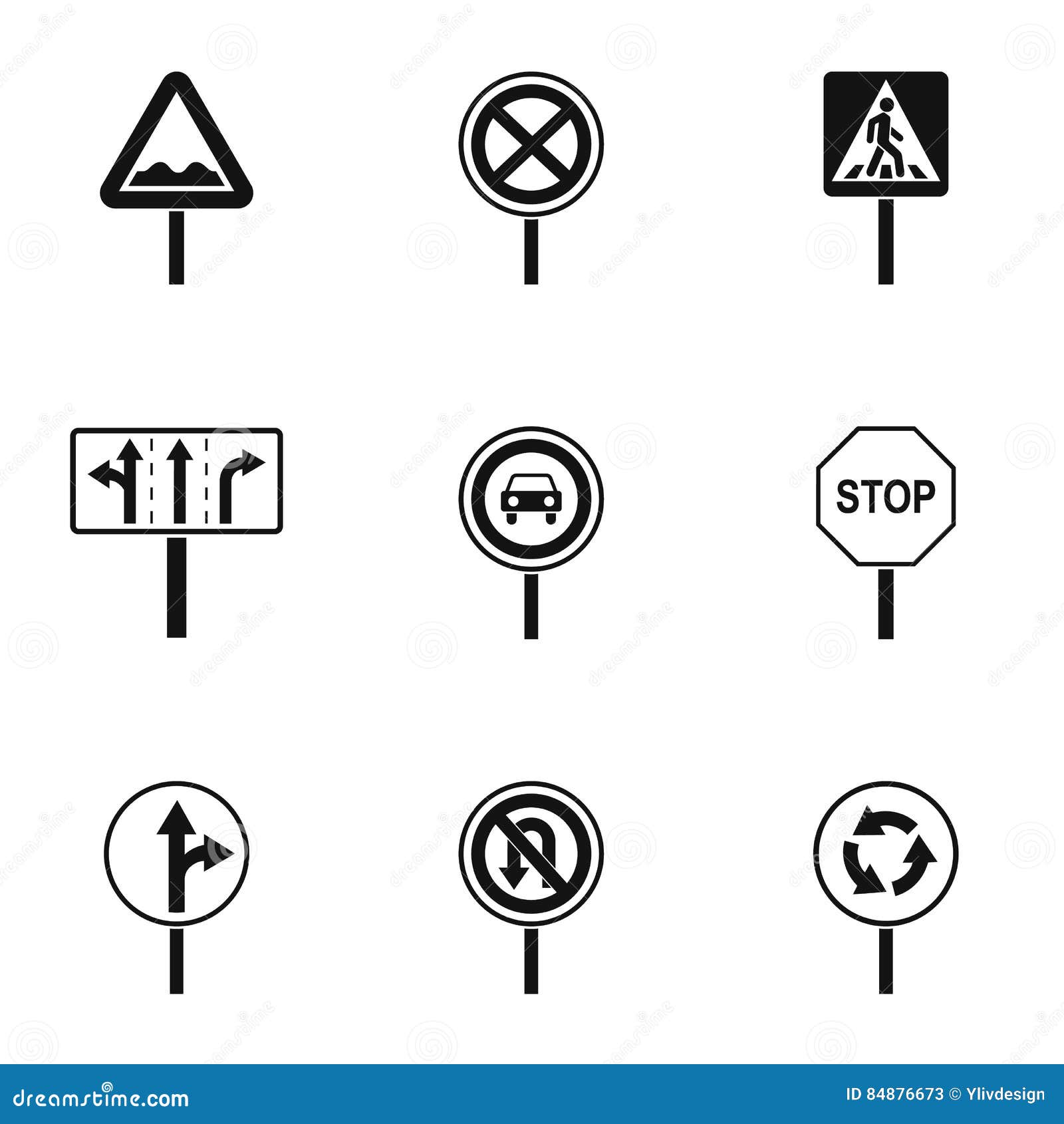 Sign Warning Icons Set, Simple Style Stock Vector - Illustration of ...