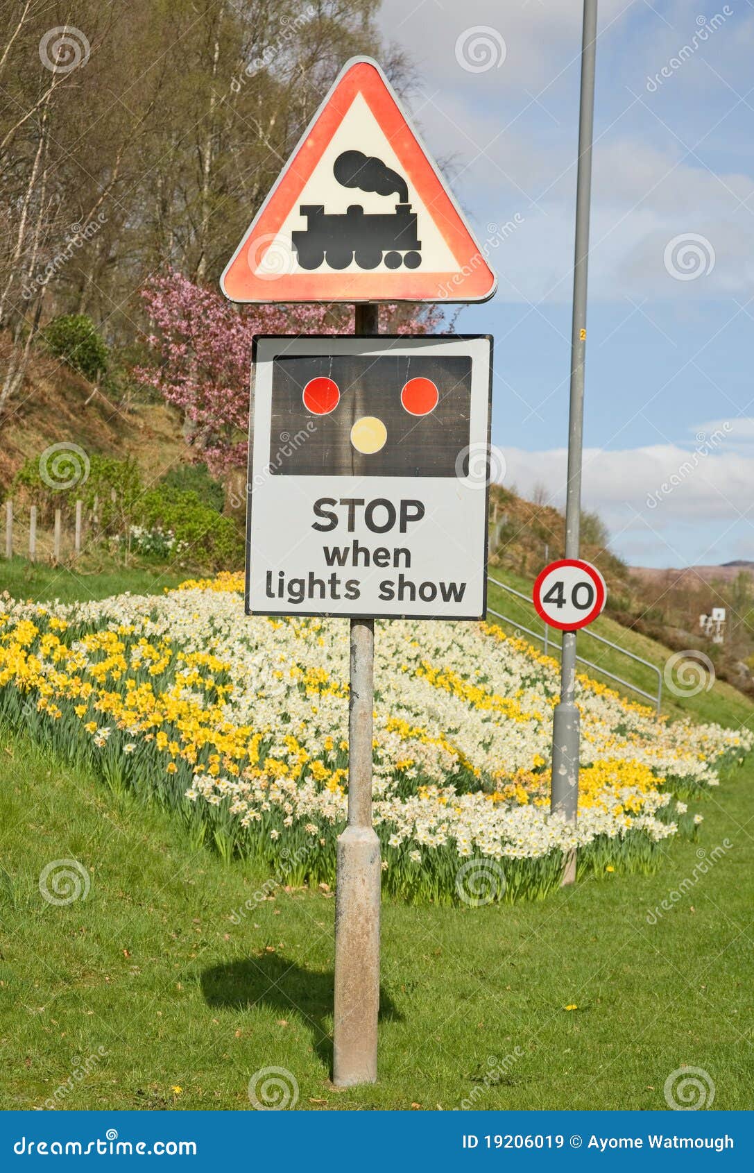 Sign Warning of Level Crossing. Stock Image - Image of highway ...
