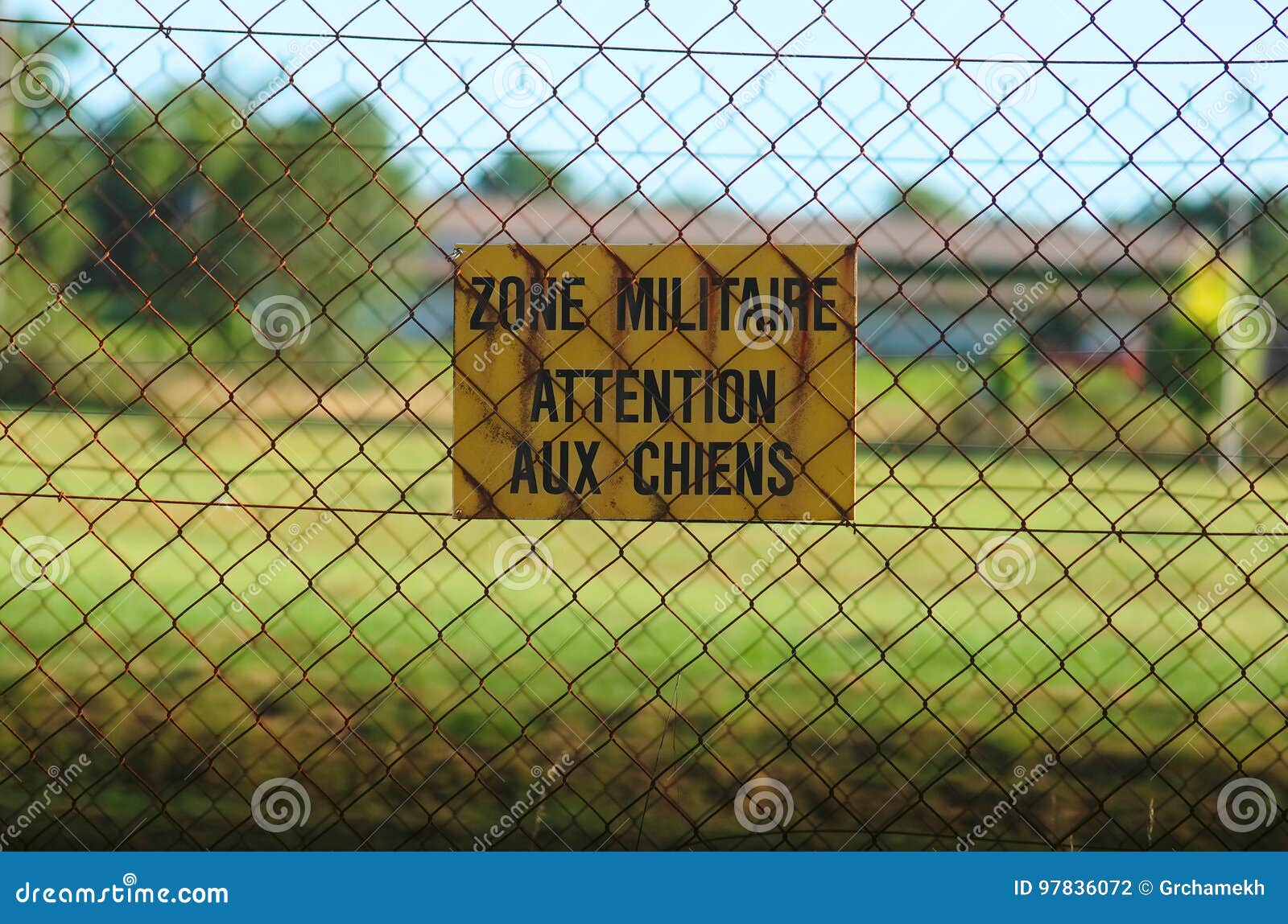 Sign of Warning of Military Zone. Stock Photo - Image of yellow, beware ...
