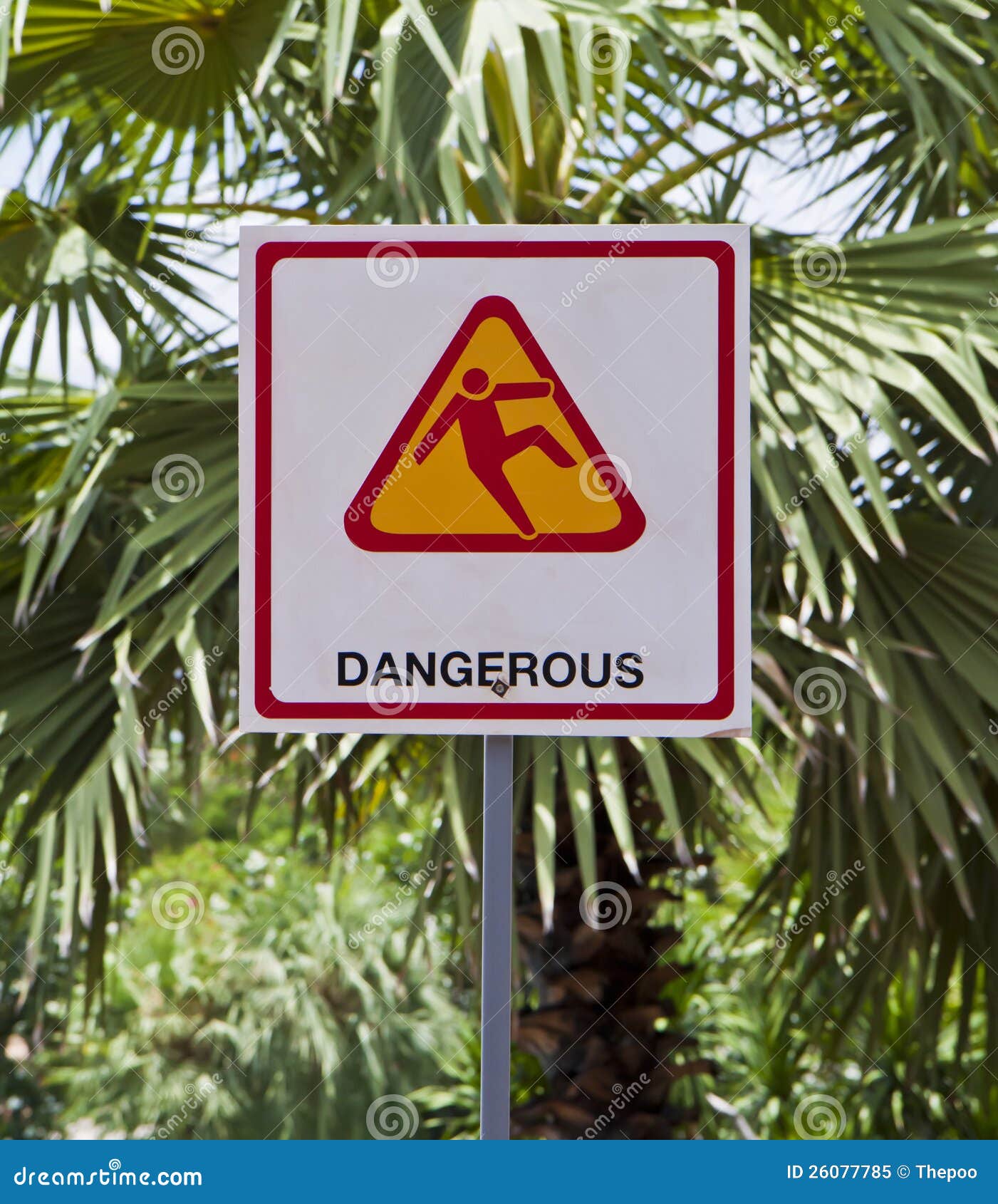 Sign warning slip. stock image. Image of yellow, white - 26077785