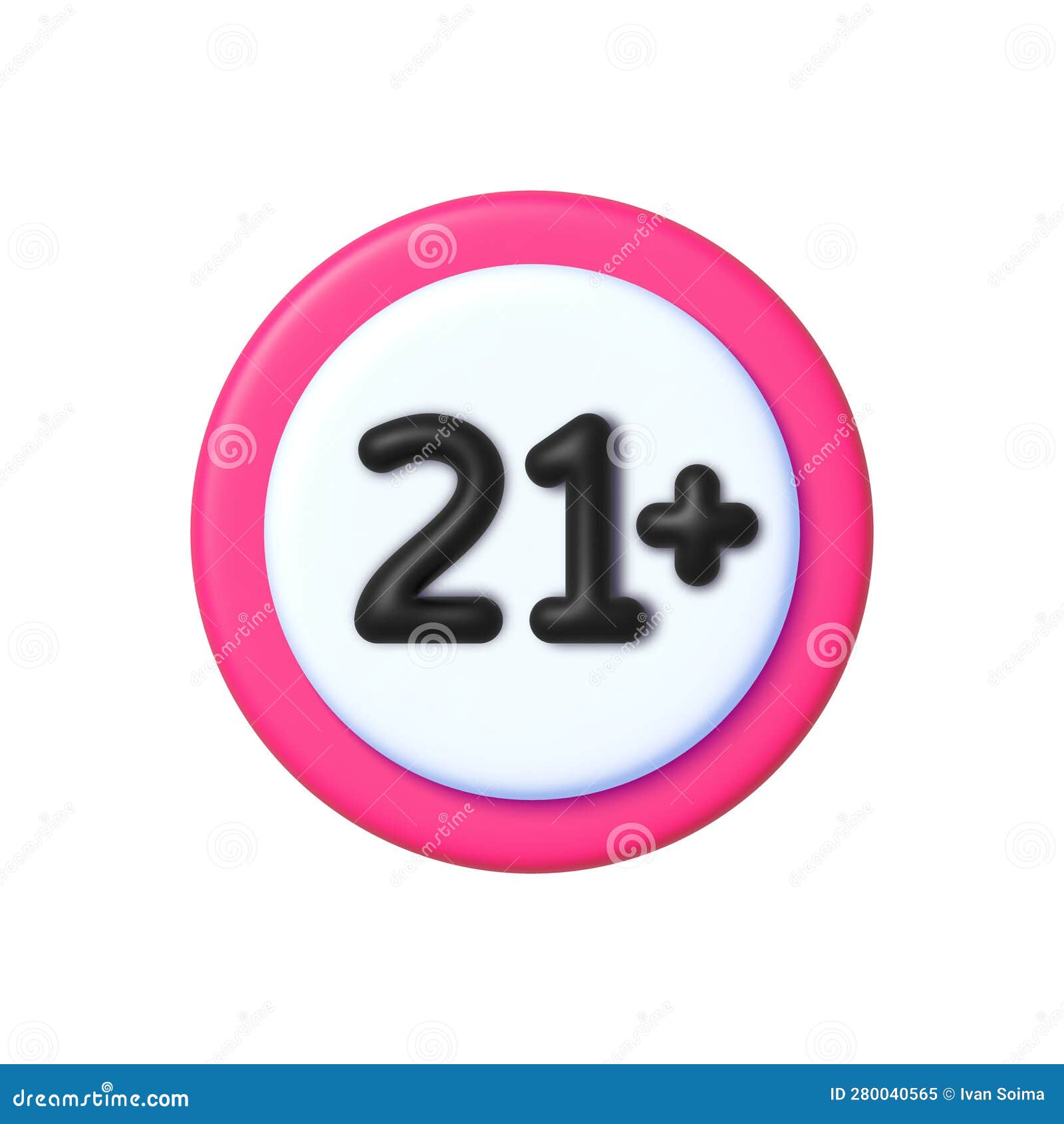 21 Sign Warning Symbol Isolated in 3D Style on White Background. Age ...