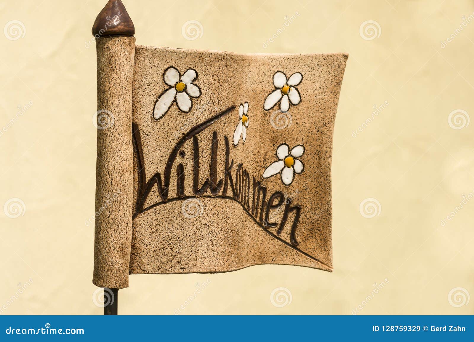 Sign `Welcome` in Flag Form Made of Clay with Flowers Stock Image ...