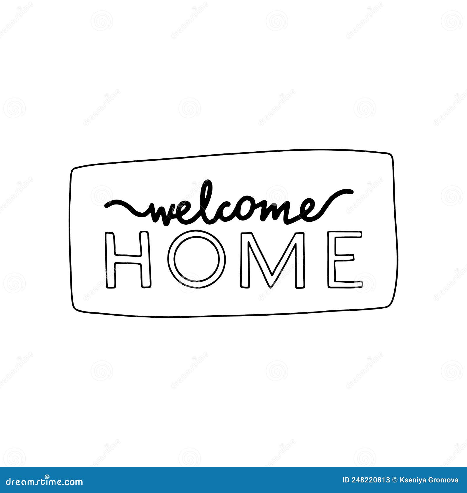 Sign - Welcome Home. Linear Vector Illustration, Contour Image. Stock ...