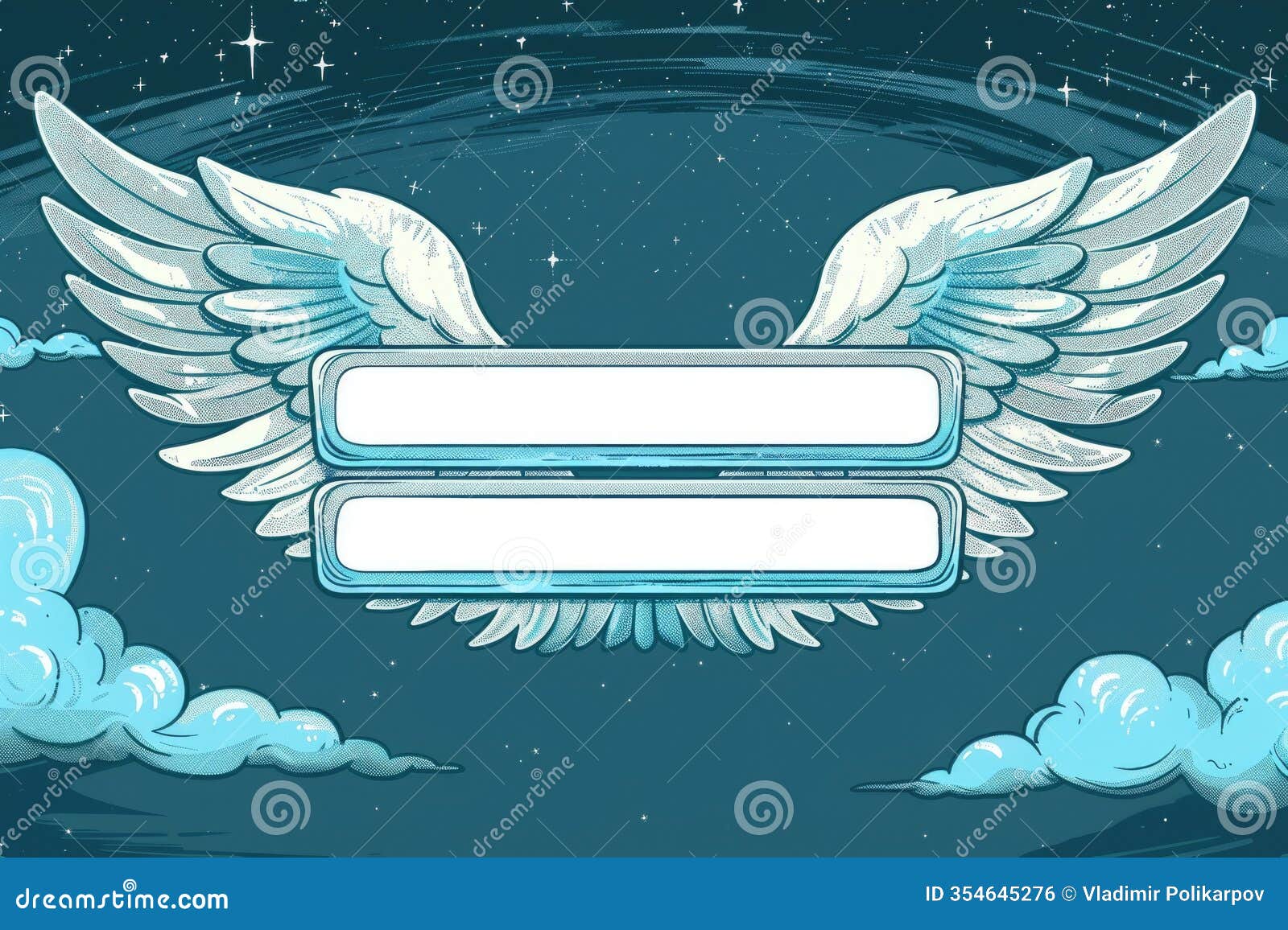 A Sign with Wings Floating in the Sky, Suitable for Various Design ...