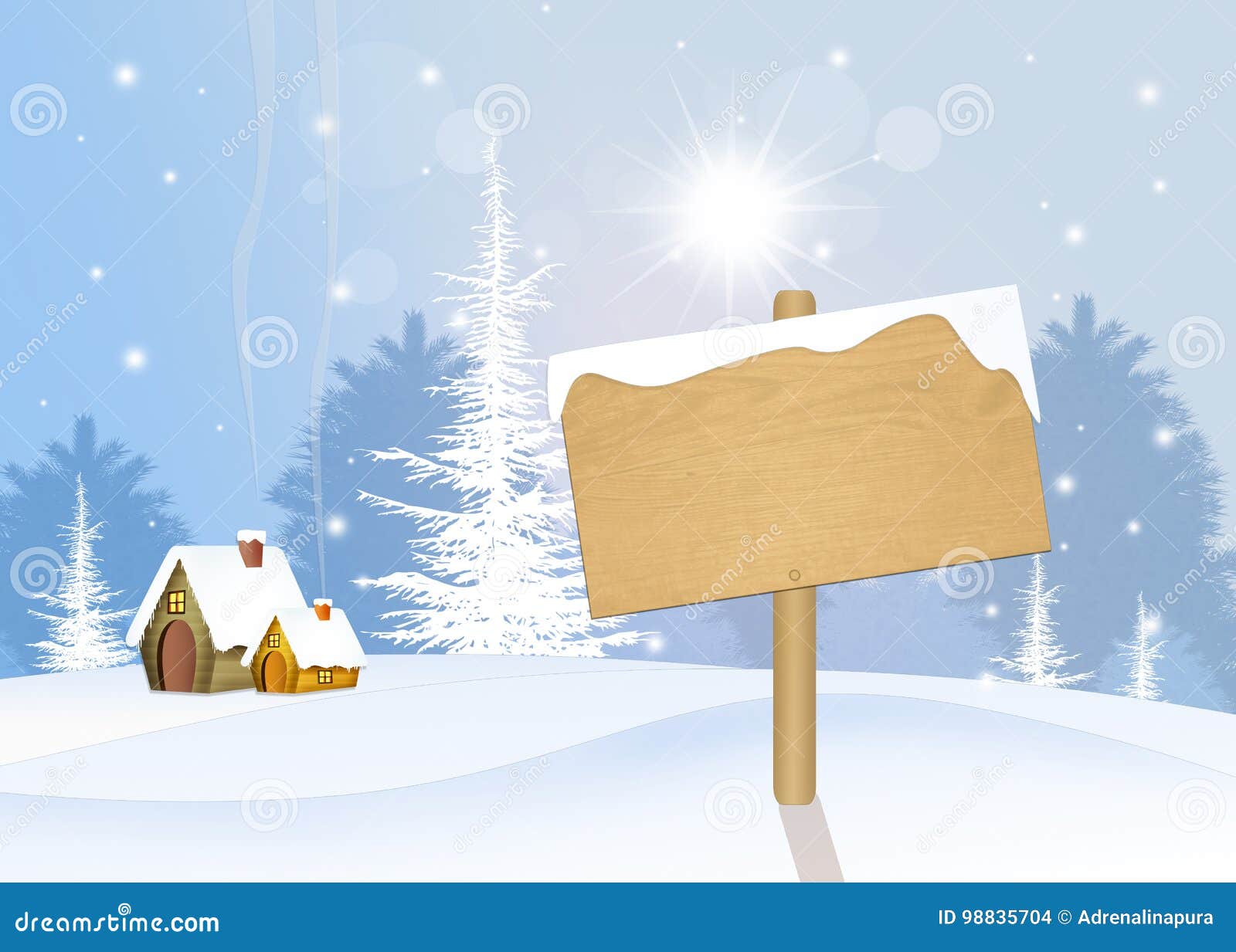 Sign in winter landscape stock illustration. Illustration of carefree ...