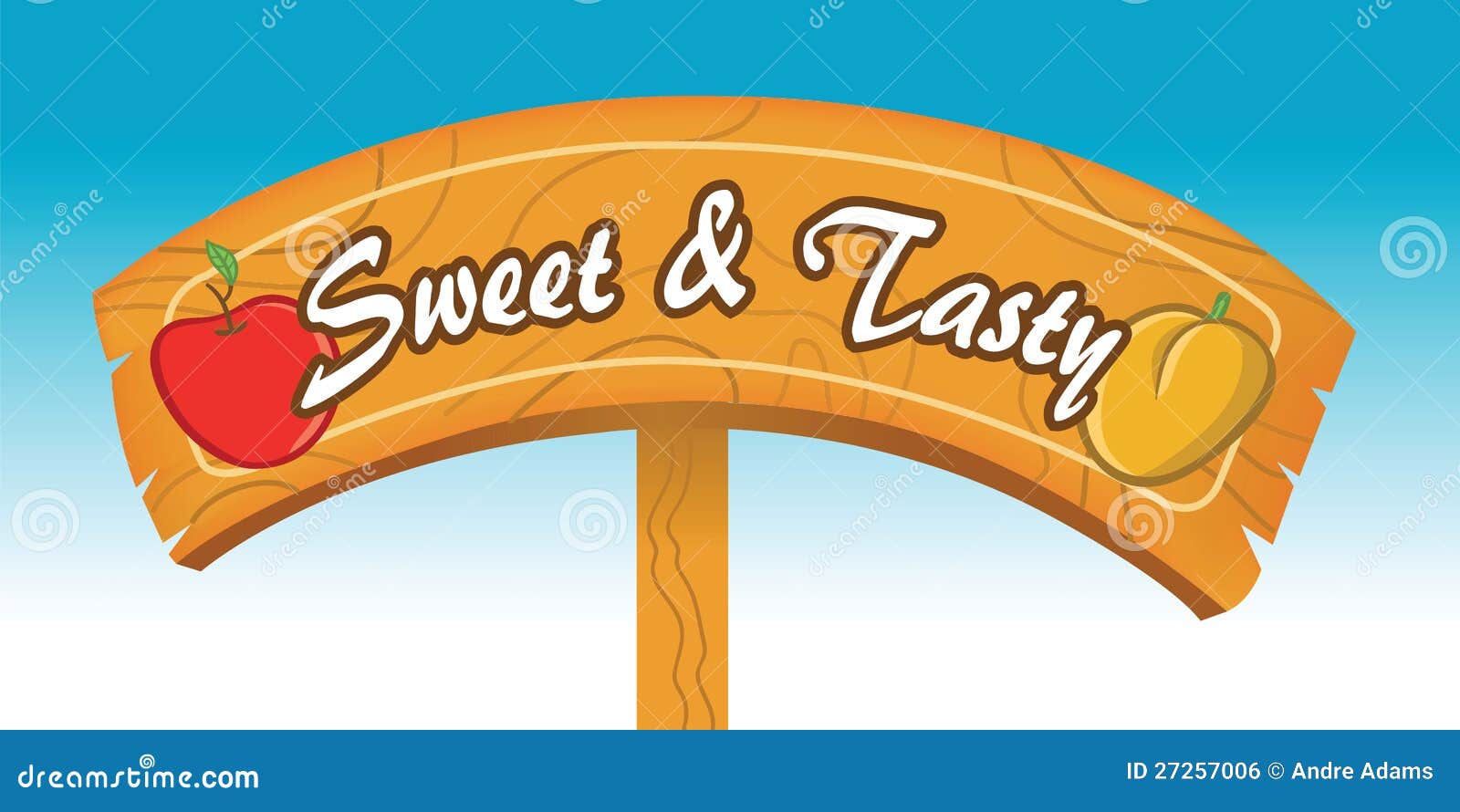 Sign wooden fruits stock illustration. Illustration of vendor - 27257006