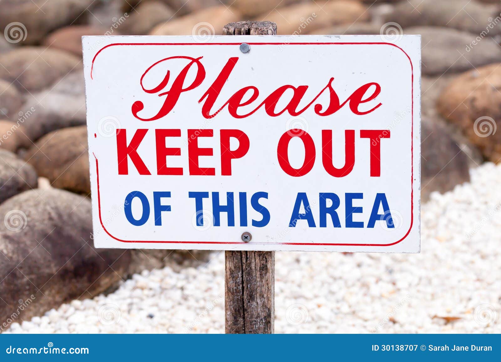 Sign Stating Please Keep Out of this Area Stock Image - Image of polite ...