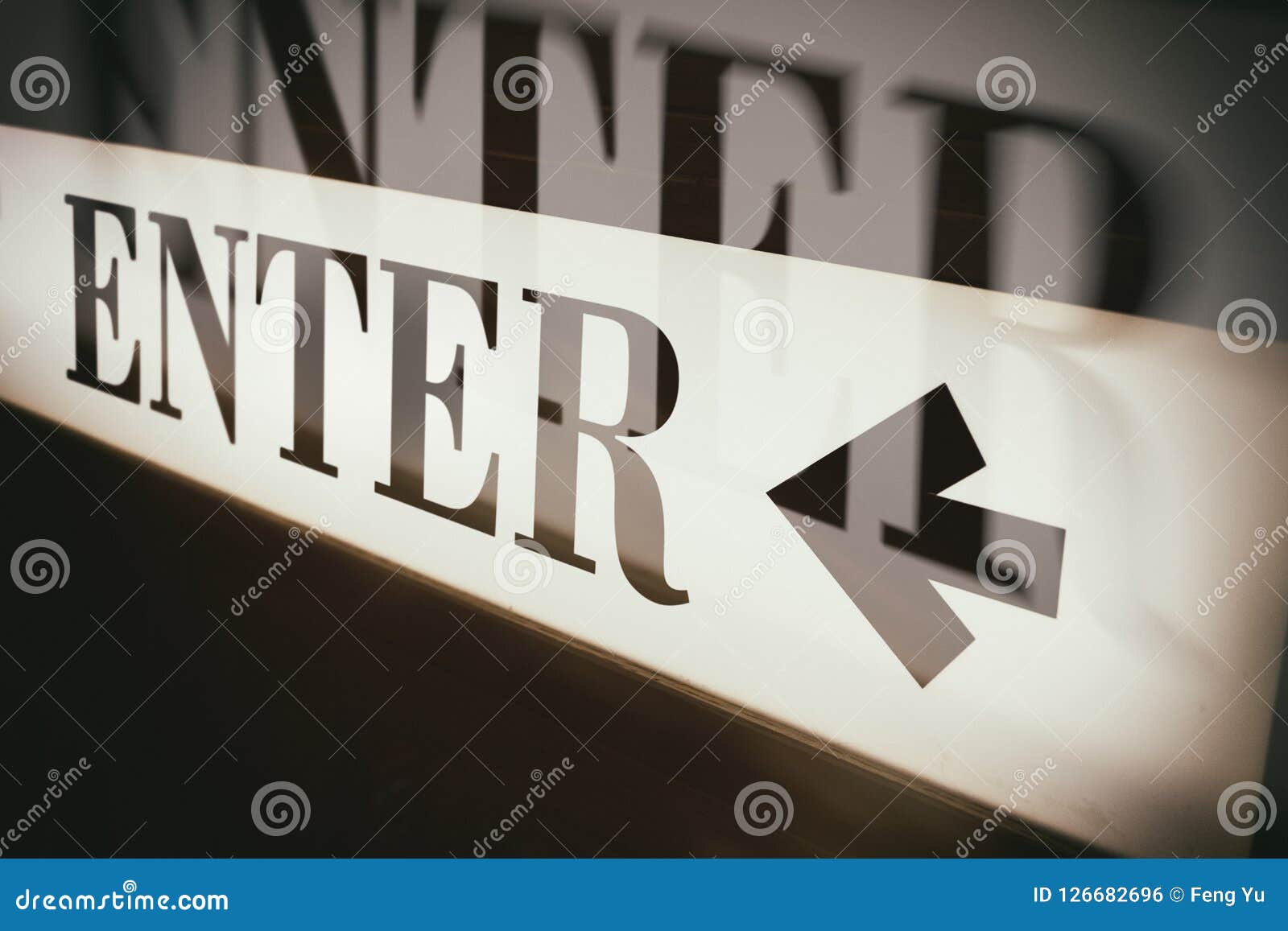 Sign of word enter stock photo. Image of arrow, board - 126682696