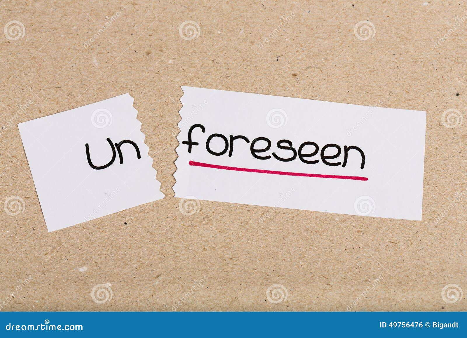 Sign with Word Unforeseen Turned into Foreseen Stock Photo - Image of ...