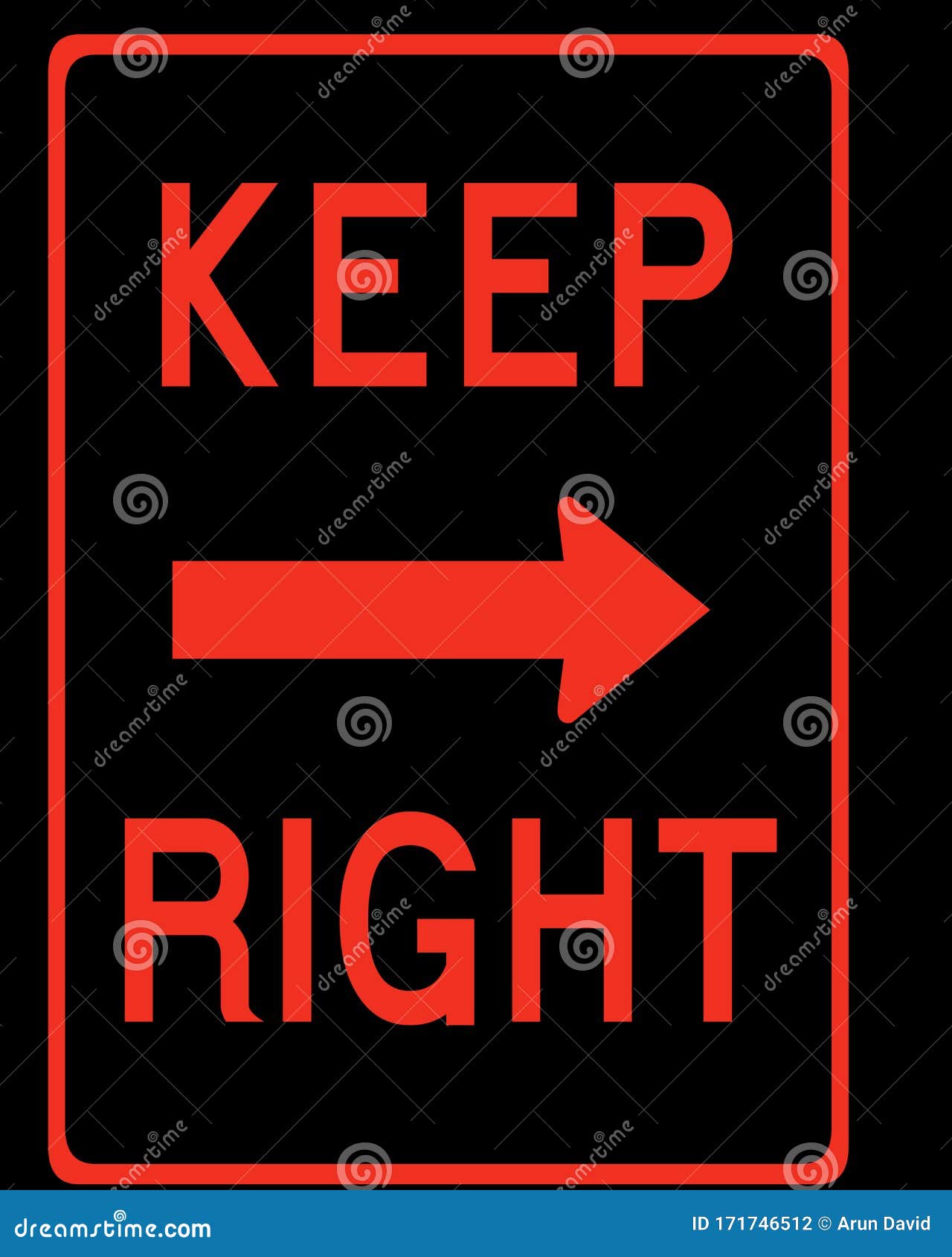 Keep Right Sign Isolated on a Black Background Stock Illustration ...