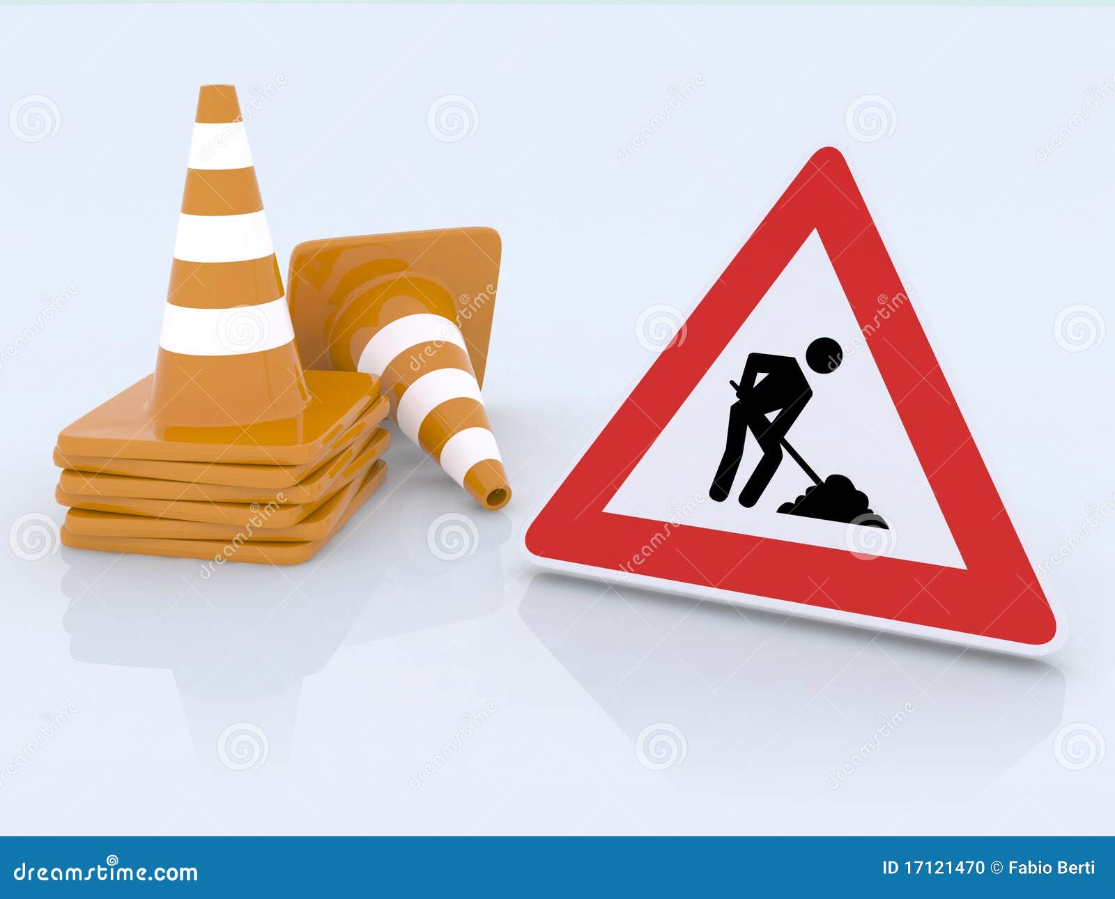 Sign Work in Progress and Traffic Cones Stock Illustration ...
