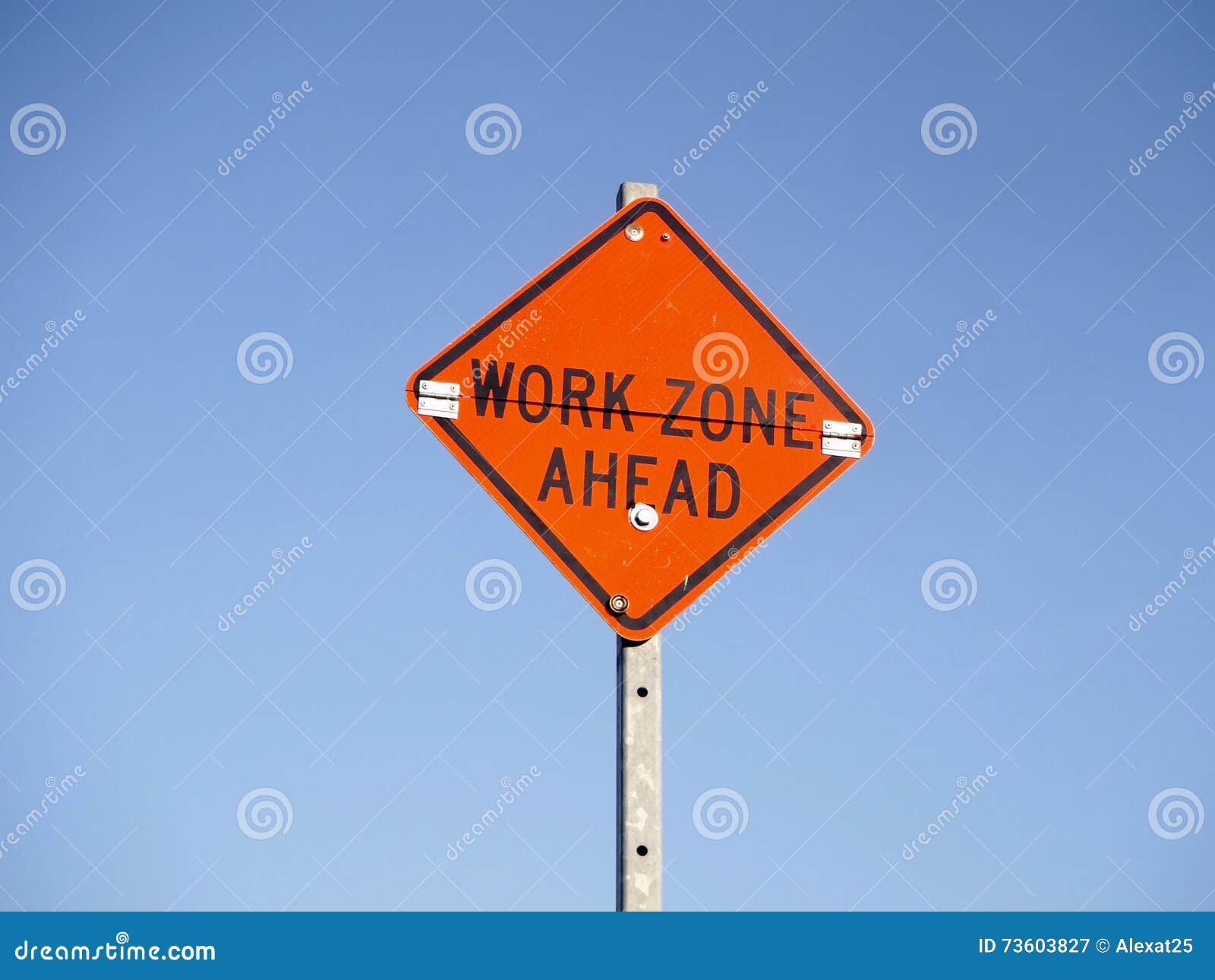 Sign work zone ahead stock image. Image of danger, safety - 73603827