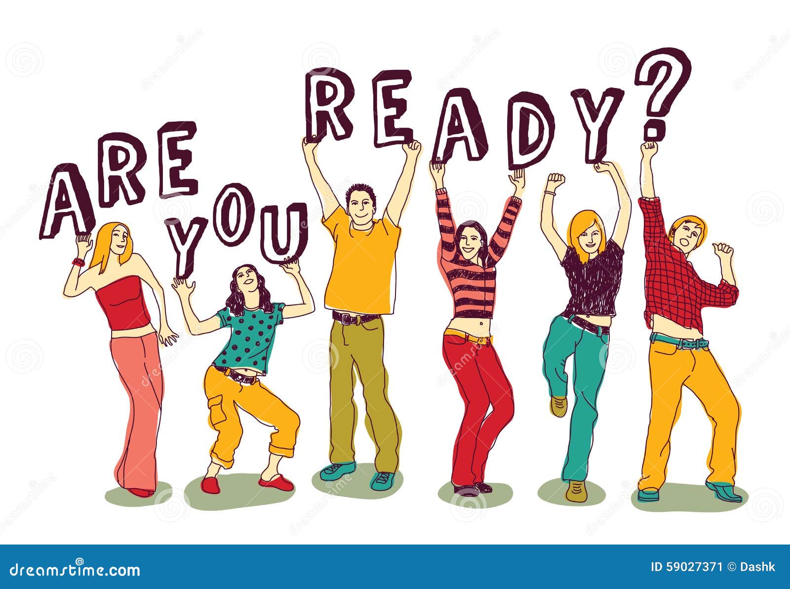 Sign and Young Happy People Group Isolate Stock Vector - Illustration ...