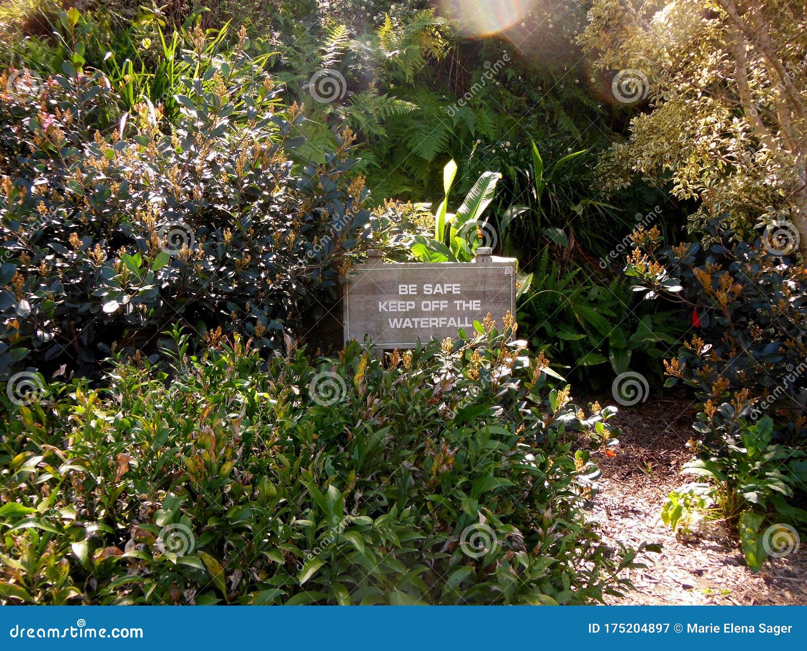Signage Be Safe Keep the Waterfall Stock Image - Image of safe ...