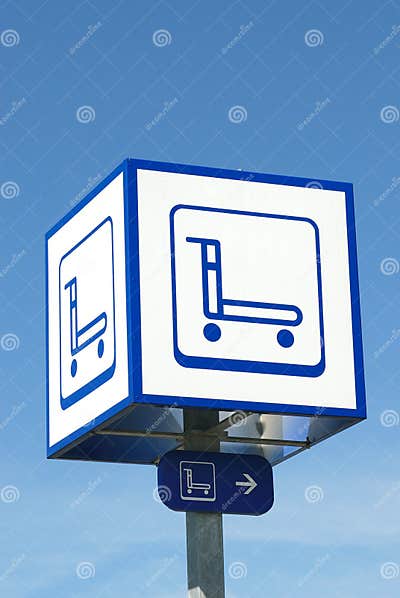 Signage carts stock photo. Image of totem, airport, trolleys - 17804306