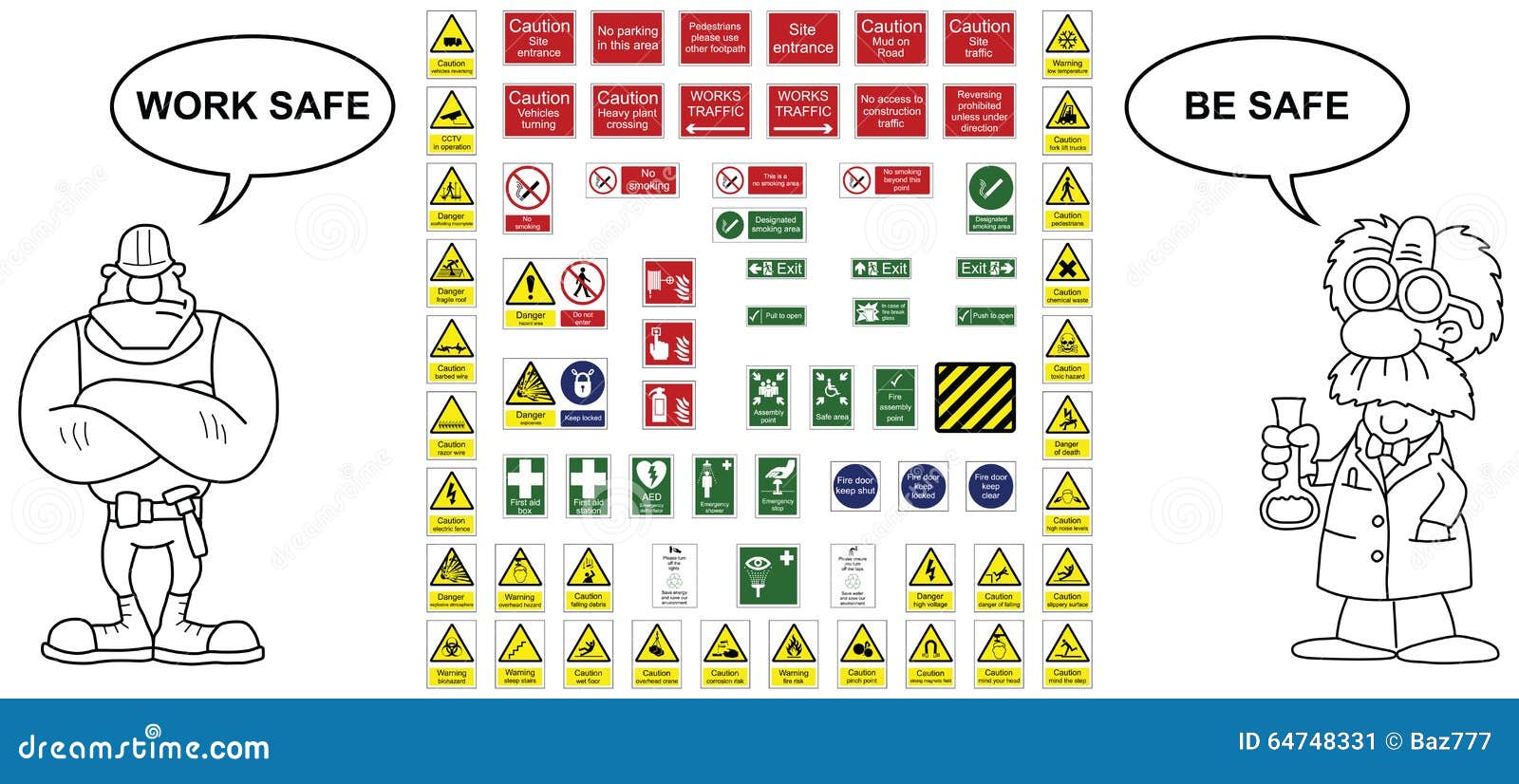 Hazard At Office Workplace. Fireman With Megaphone Announce Fire ...