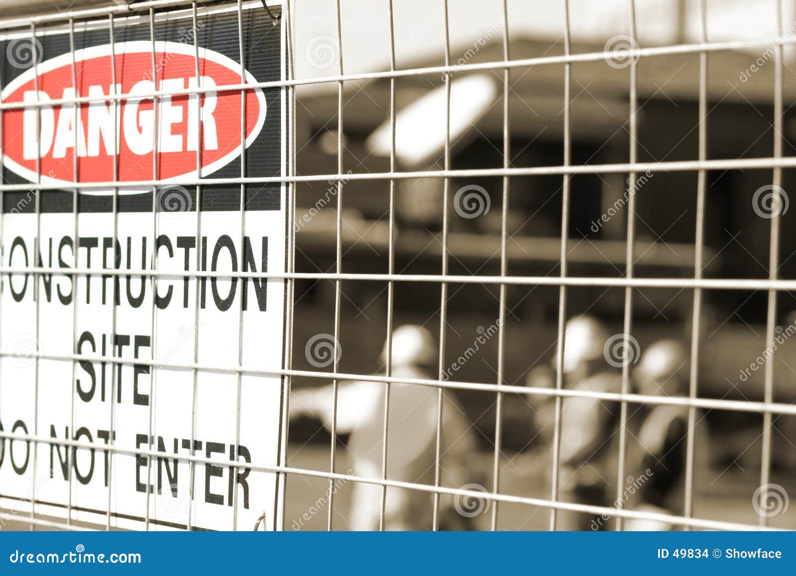 Signage And Construction Workers Stock Images - Image: 49834
