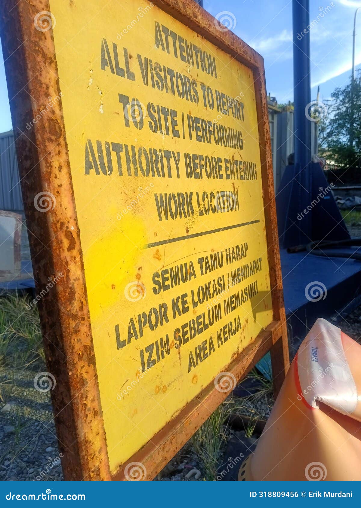 Signage for workers stock photo. Image of road, passing - 318809456