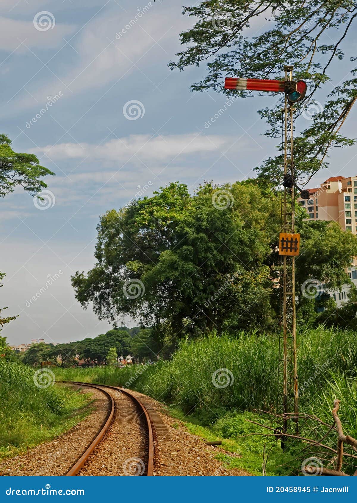 Signal along railway track stock image. Image of landscape - 20458945