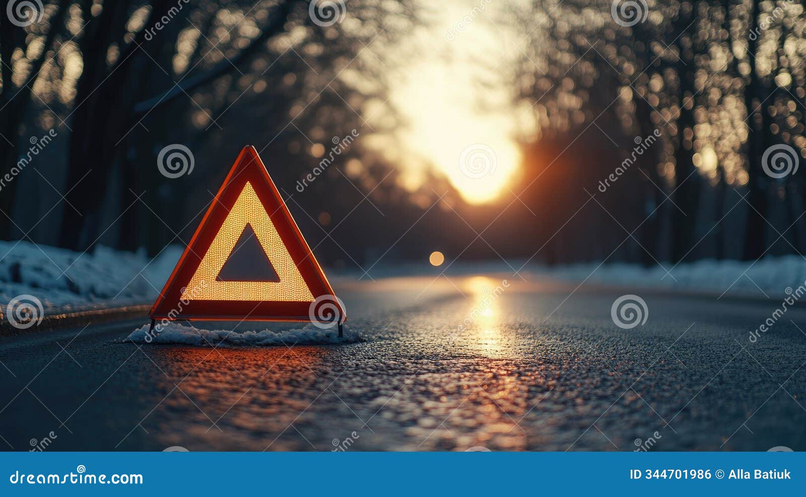 Signal of Caution - Red Triangular Warning Sign Placed on Road, Serving ...