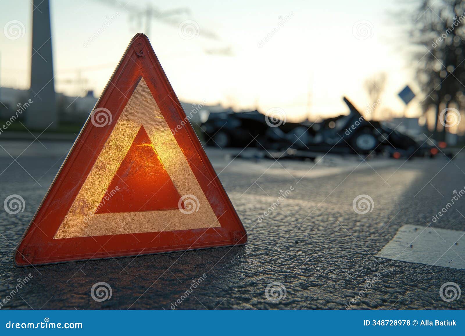 Signal of Caution - Red Triangular Warning Sign Placed on Road, Serving ...
