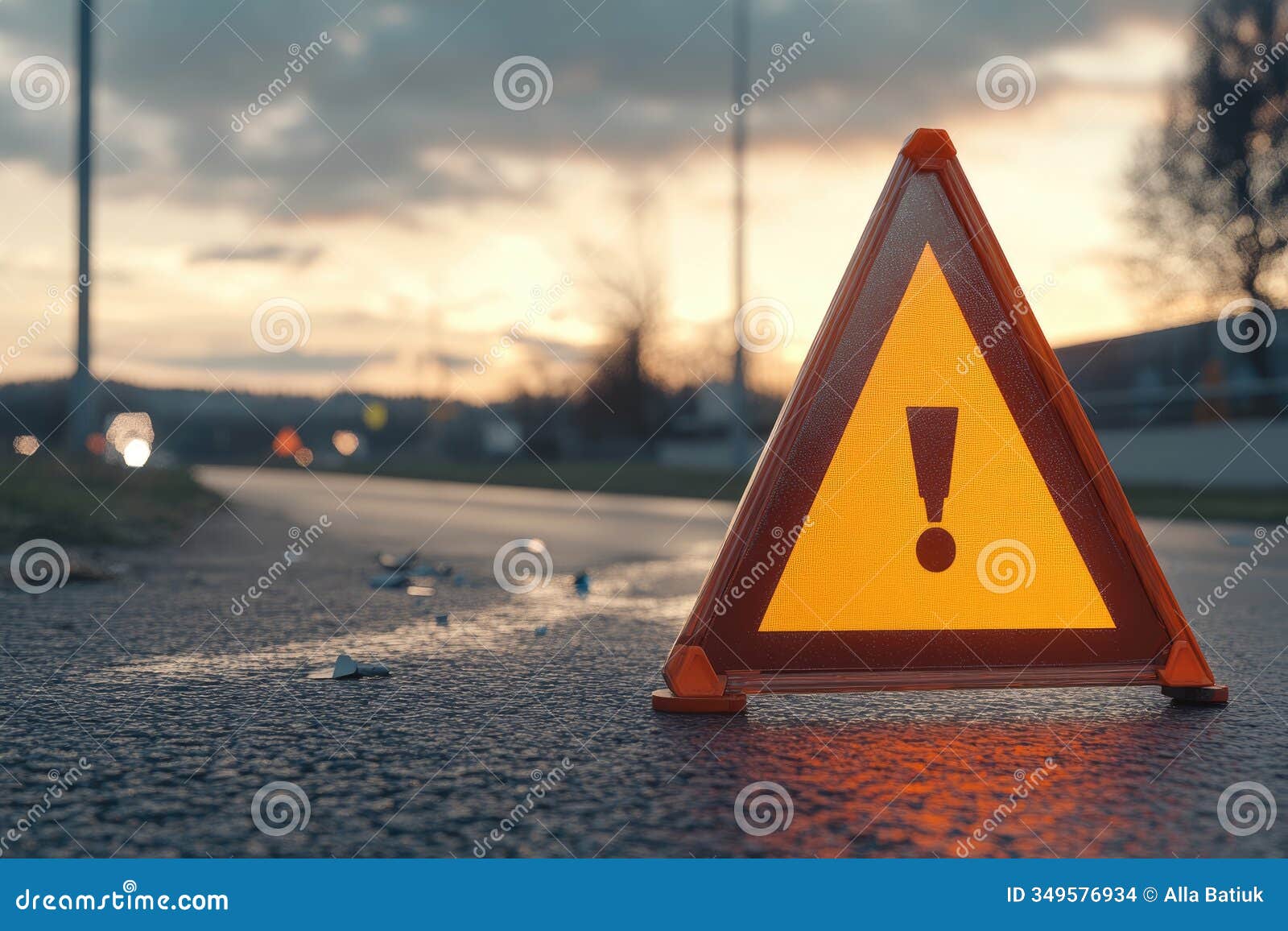 Signal of Caution - Red Triangular Warning Sign Placed on Road, Serving ...