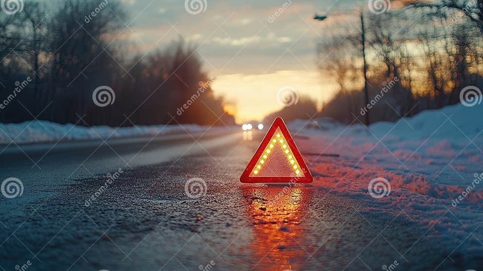 Signal of Caution - Red Triangular Warning Sign Placed on Road, Serving ...