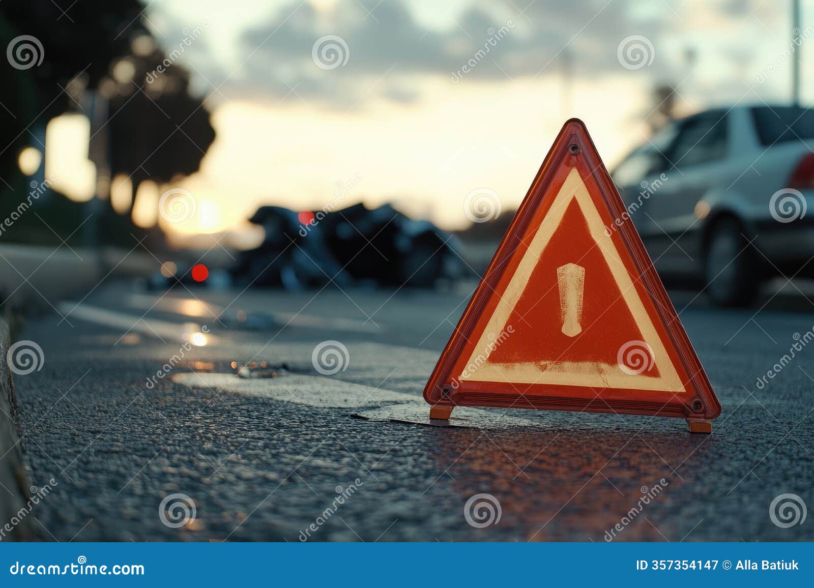 Signal of Caution - Red Triangular Warning Sign Placed on Road, Serving ...