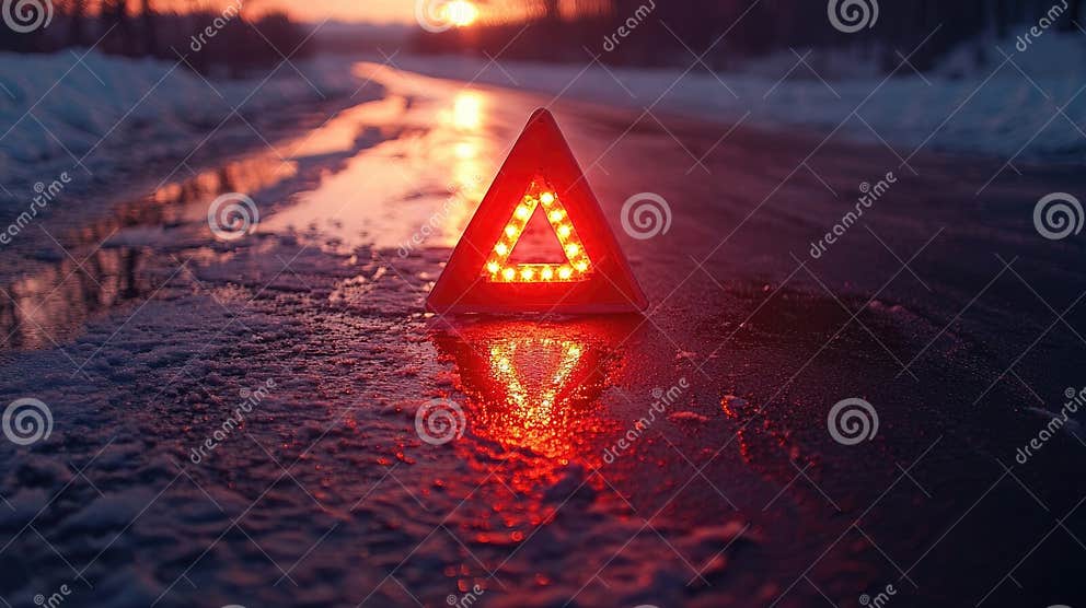 Signal of Caution - Red Triangular Warning Sign Placed on Road, Serving ...