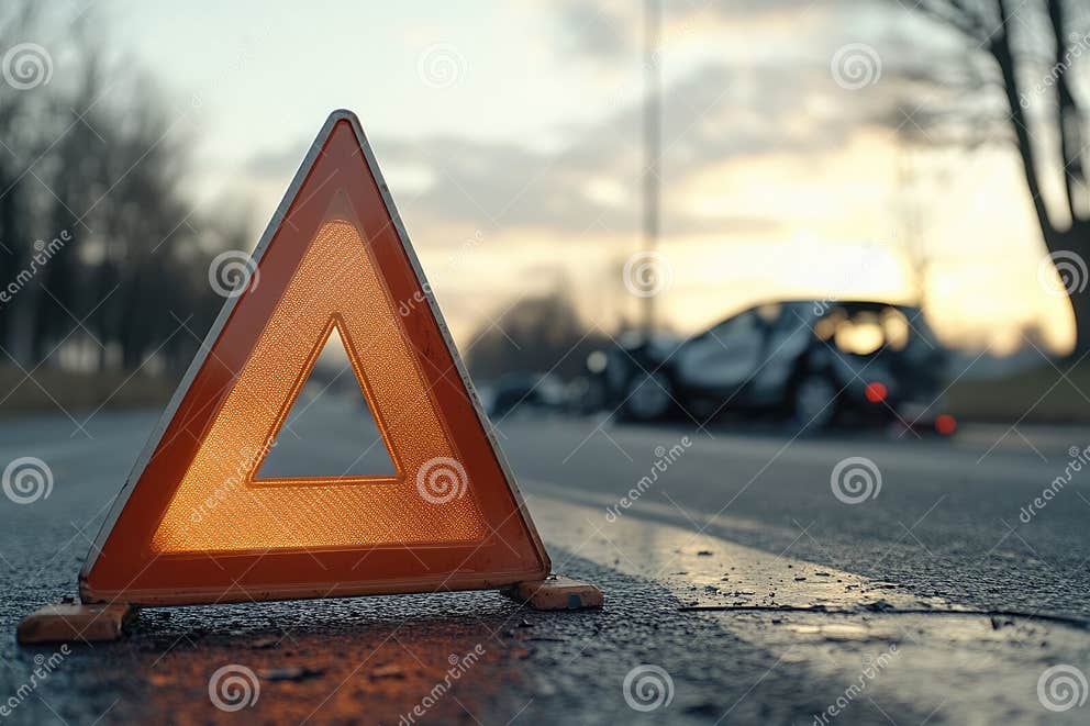 Signal of Caution - Red Triangular Warning Sign Placed on Road, Serving ...