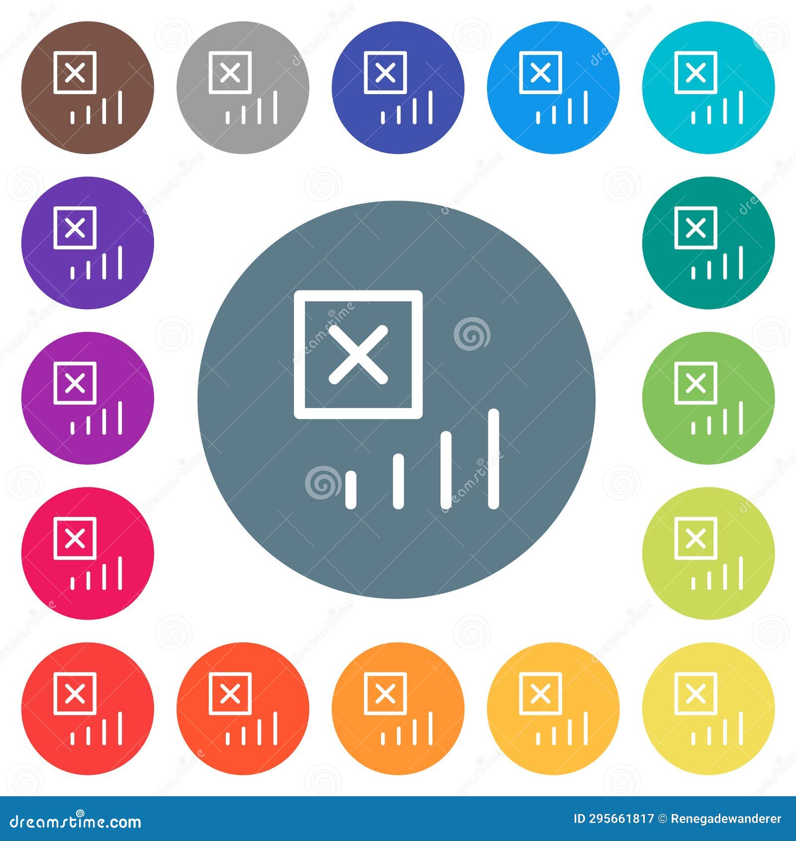 Signal Error Flat White Icons on Round Color Backgrounds Stock Vector ...