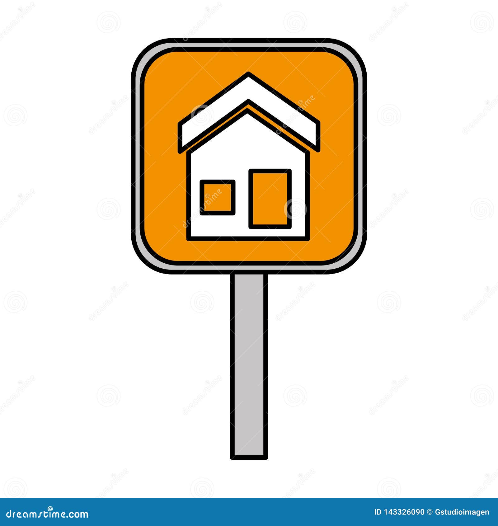 Signal with House Exterior Facade Stock Vector - Illustration of ...
