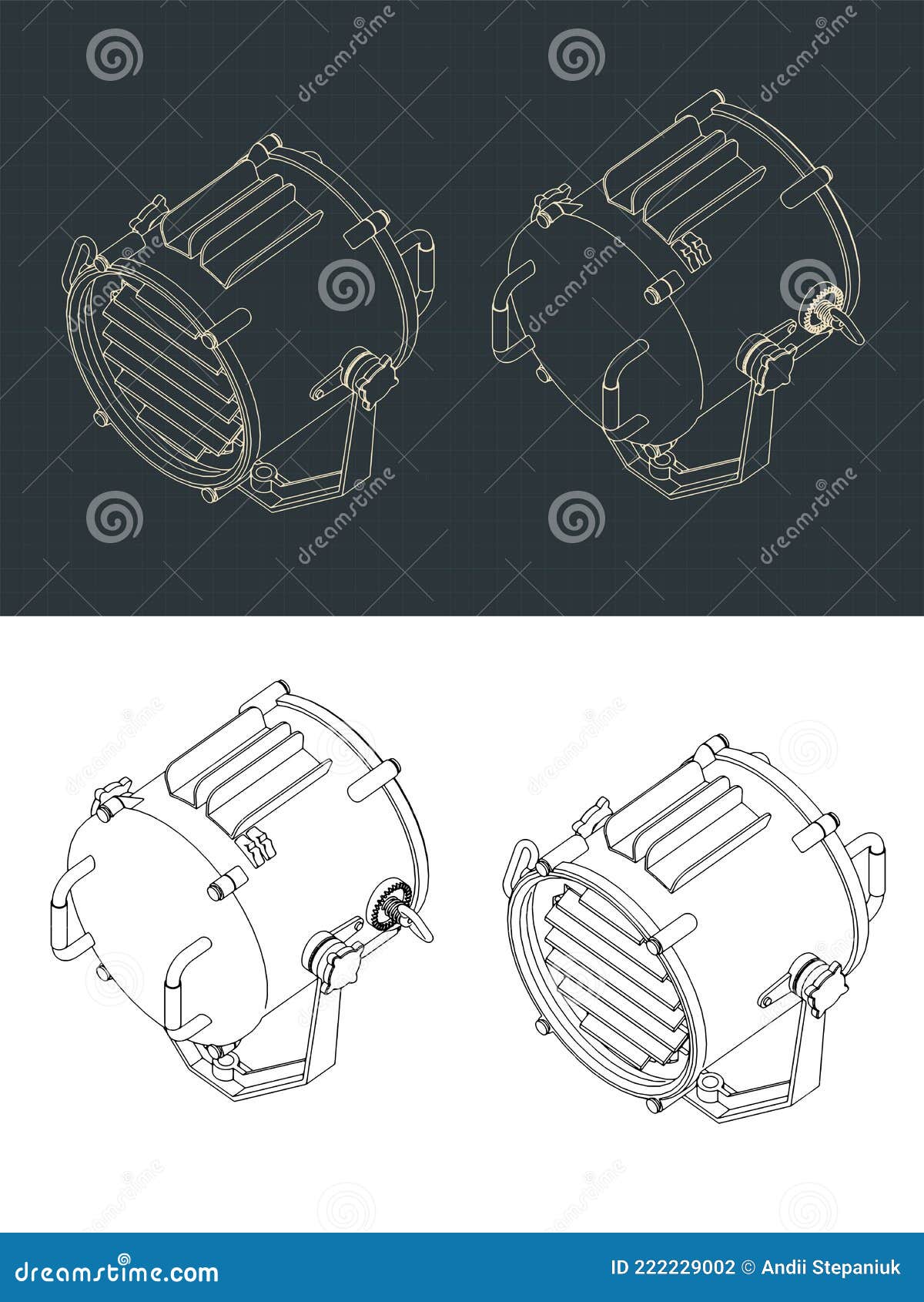 Signal Lamp Isometric Blueprints Stock Vector - Illustration of ...